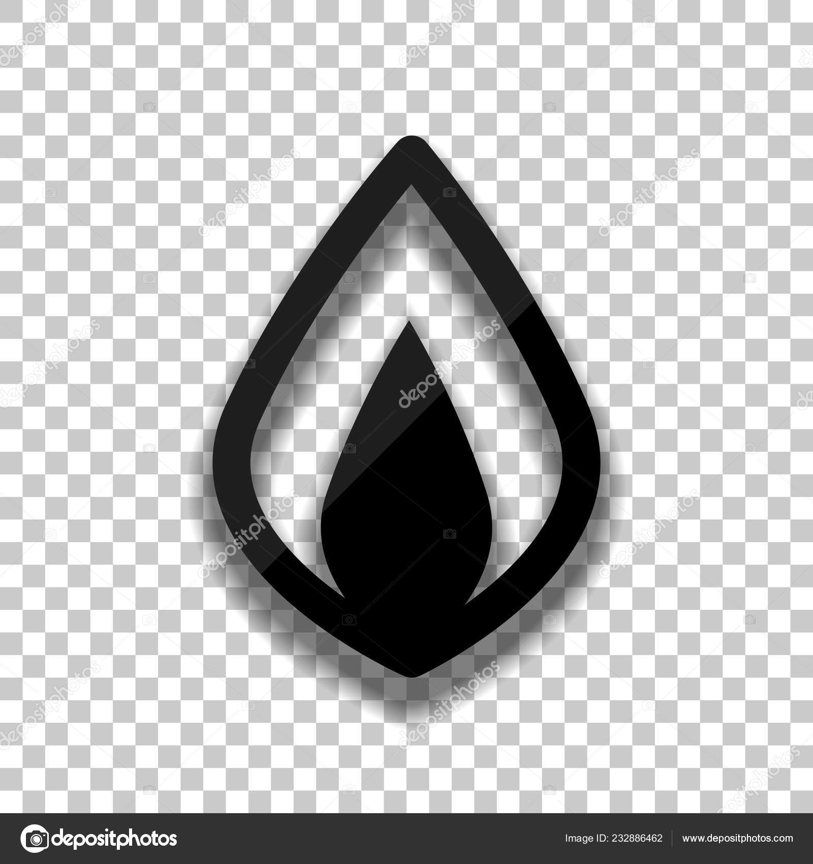 Simple Fire Flame Icon Black Glass Icon Soft Shadow Transparent Stock ...