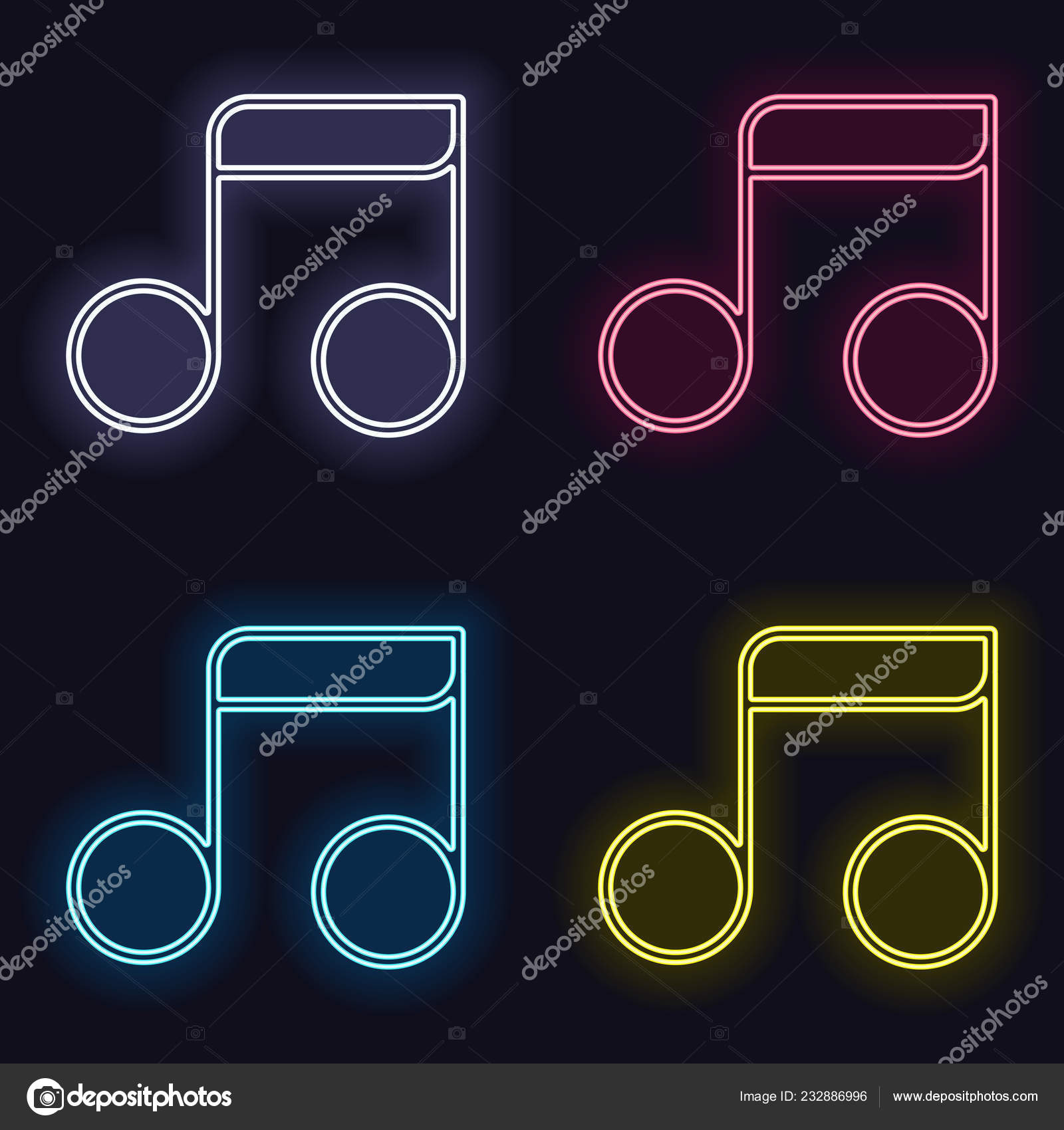 Una Simple Nota Musical Icono Lineal Contorno Delgado Conjunto Letrero ...