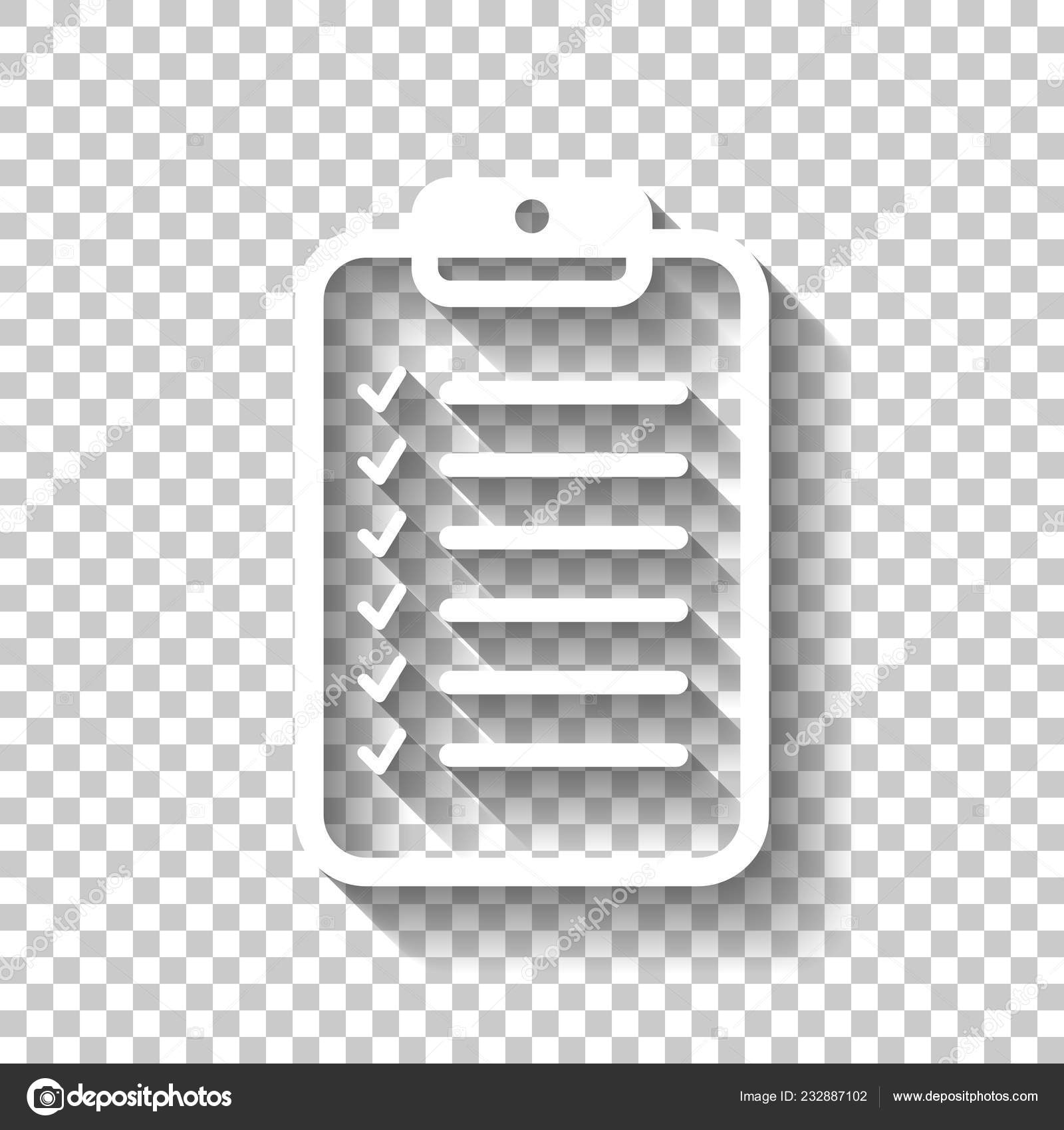 Tablet Paper Checklist Check Marks Linear Thin Outline White Icon Stock ...