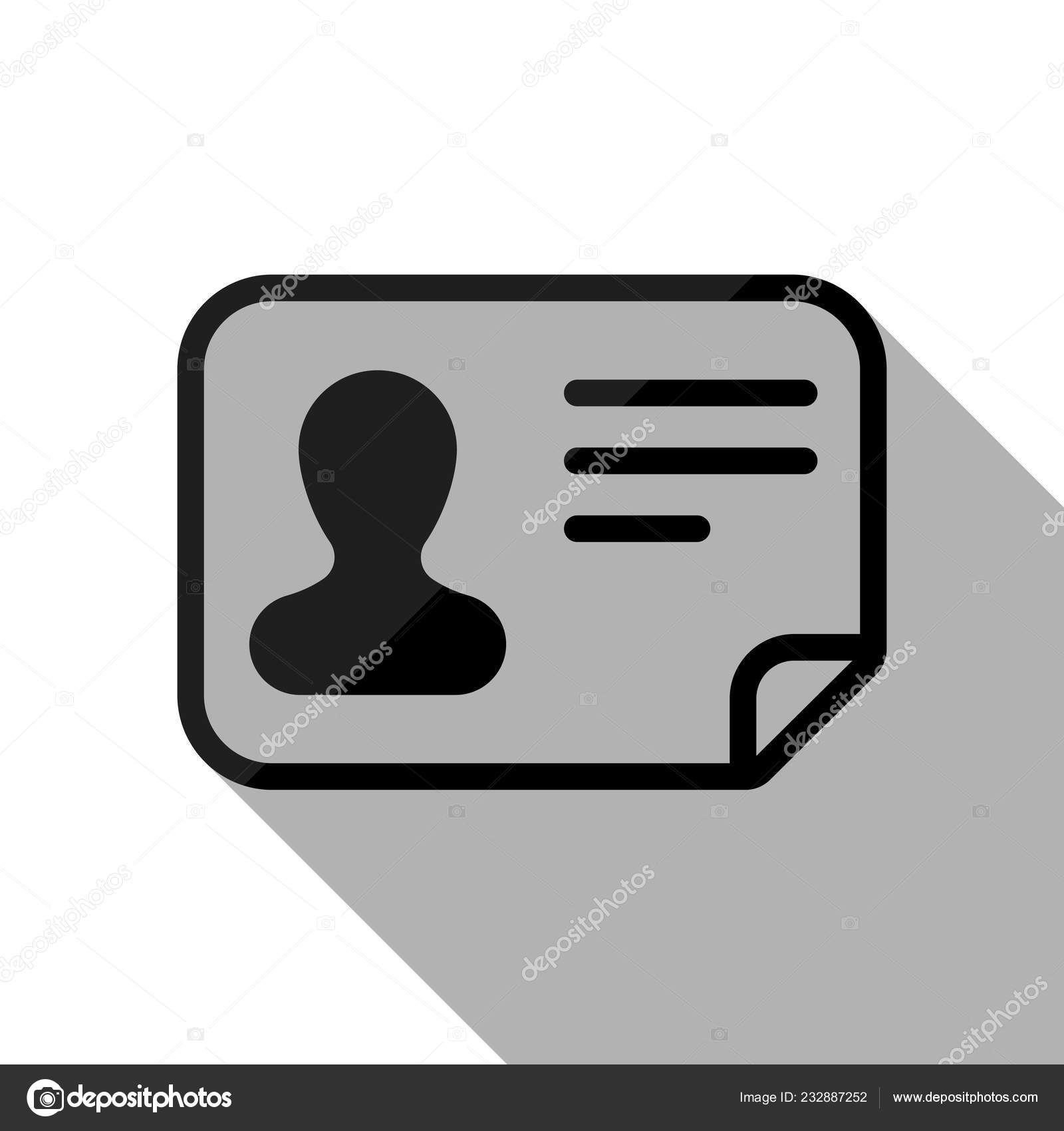 Identification Card Icon Profile Black Object Long Shadow White ...