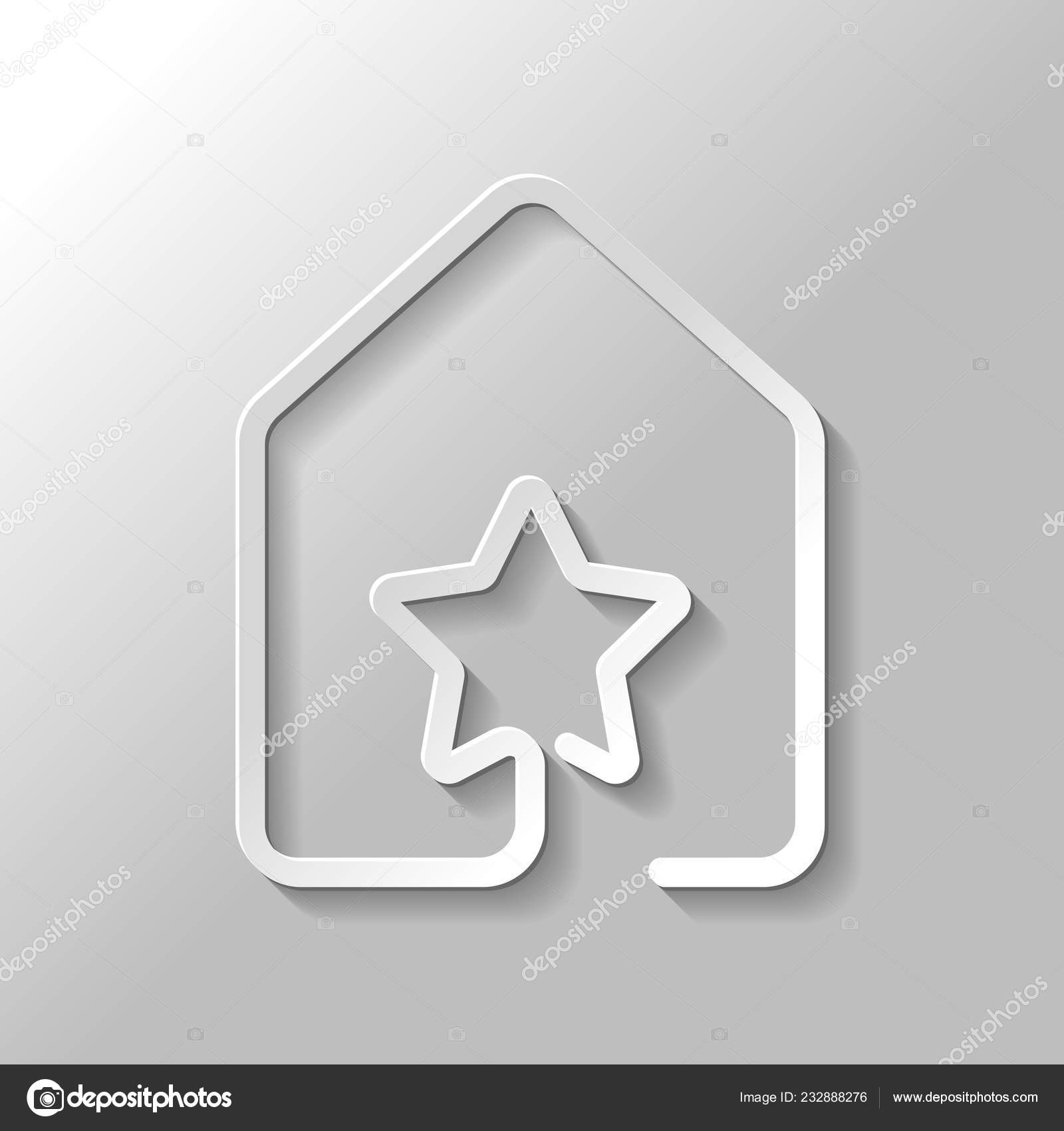 House Star Icon Line Style Set Paper Style Icons Shadow Stock Vector ...