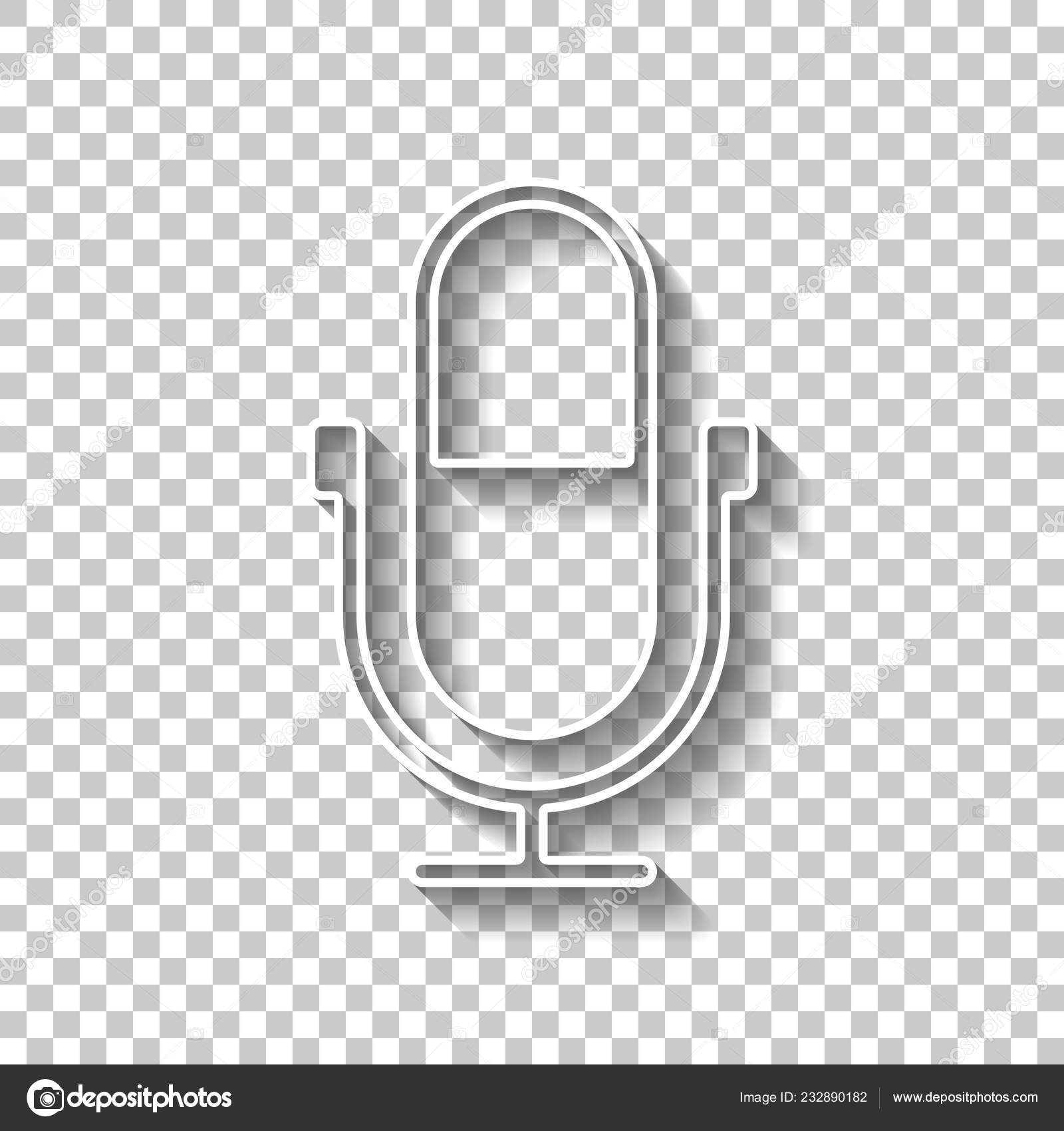 Image vectorielle Simple Icône Microphone Signe Contour Blanc Avec ...