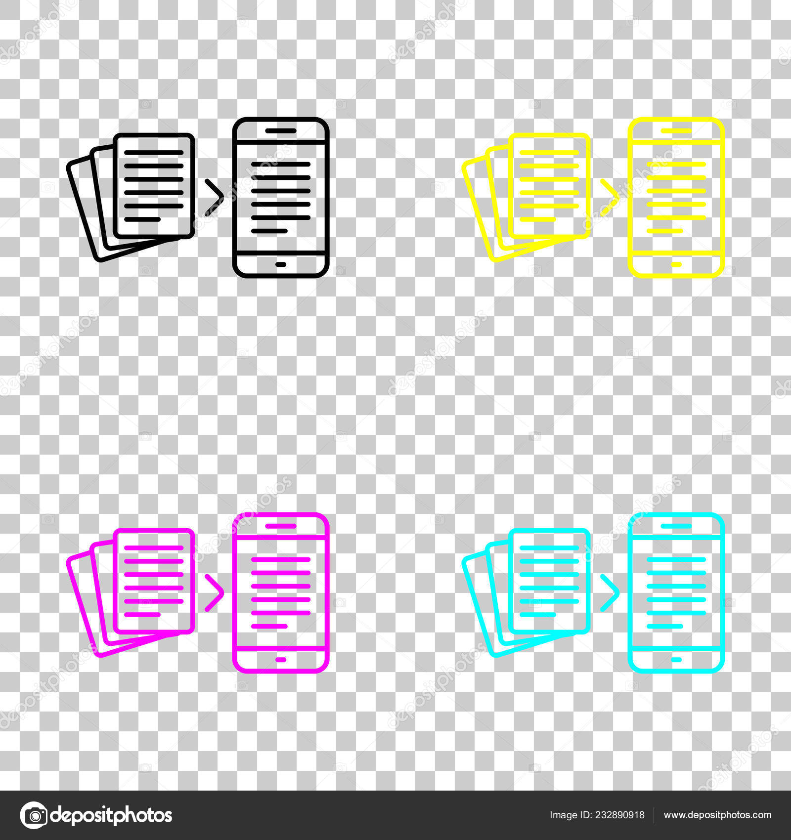 Convert Electronic Document Colored Set Cmyk Icons Transparent ...
