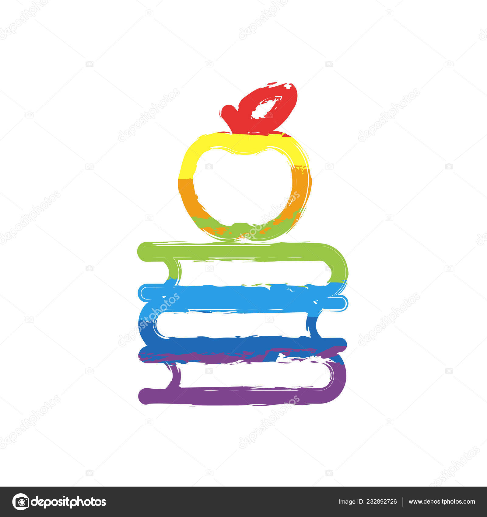 Apple Books Icon Knowledge Logo Drawing Sign Lgbt Style Seven Stock ...
