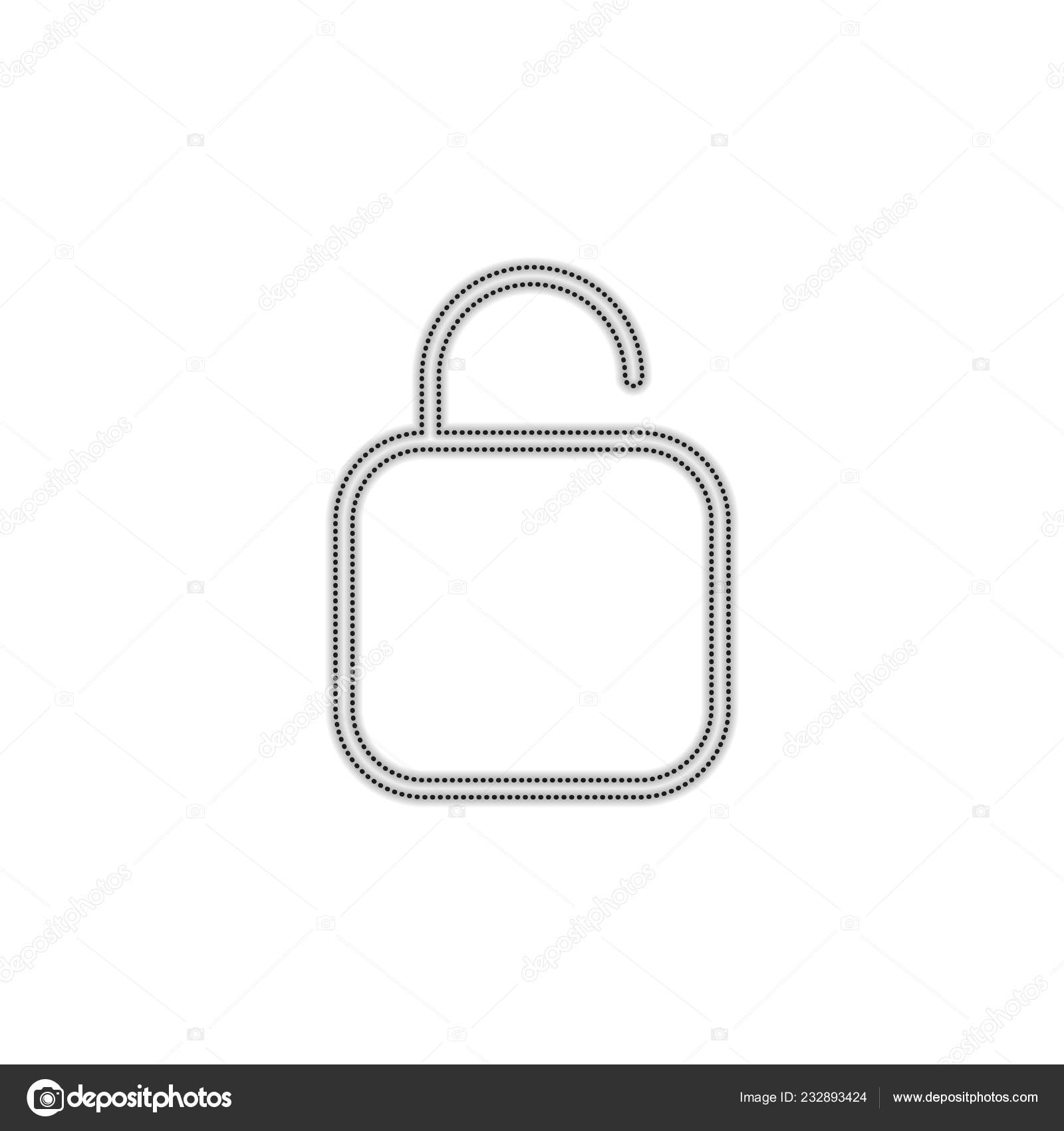 Simple Unlock Linear Thin Outline Dotted Outline Silhouette Shadow ...