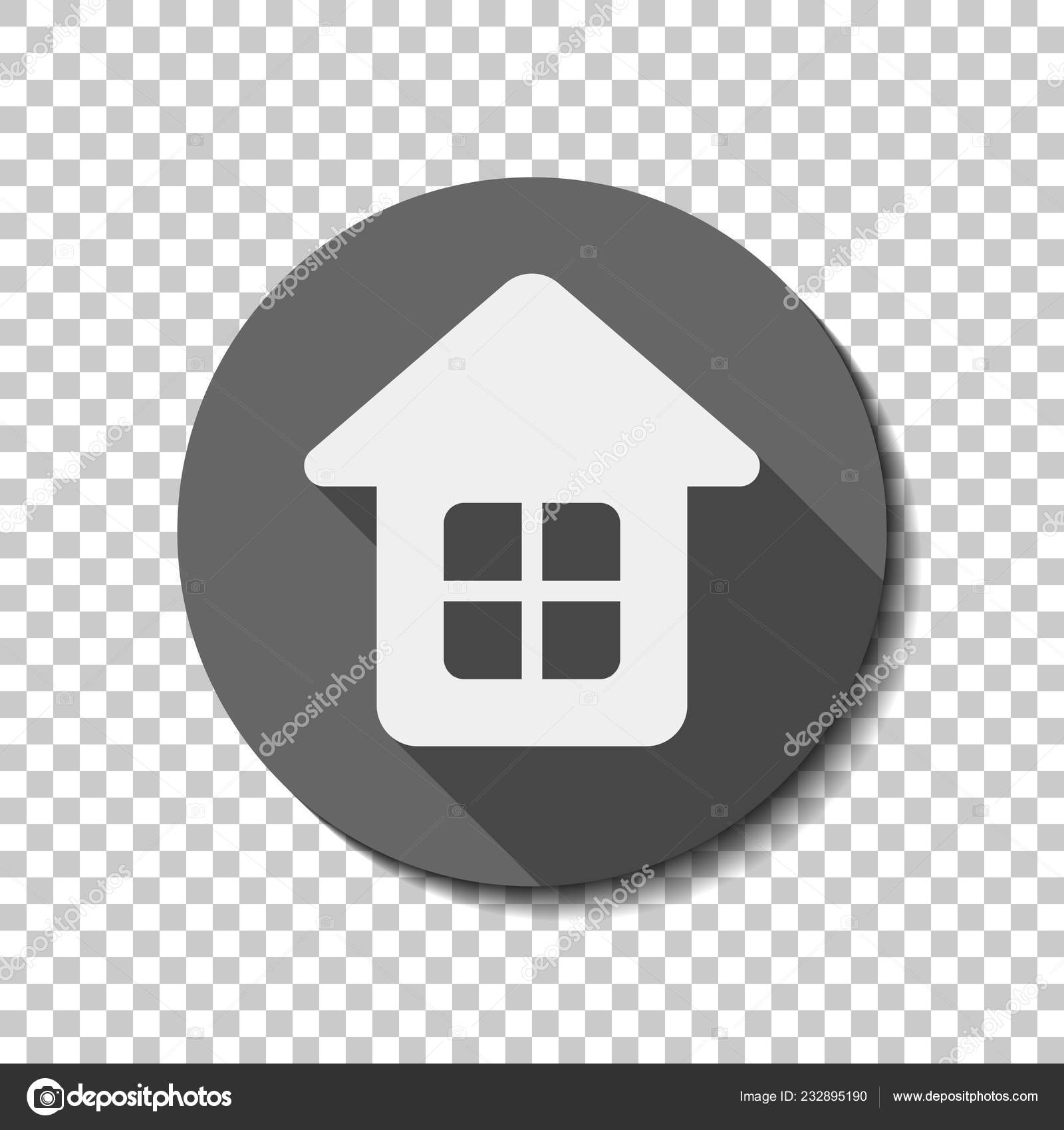 Simple House Icon White Flat Icon Long Shadow Circle Transparent Stock ...
