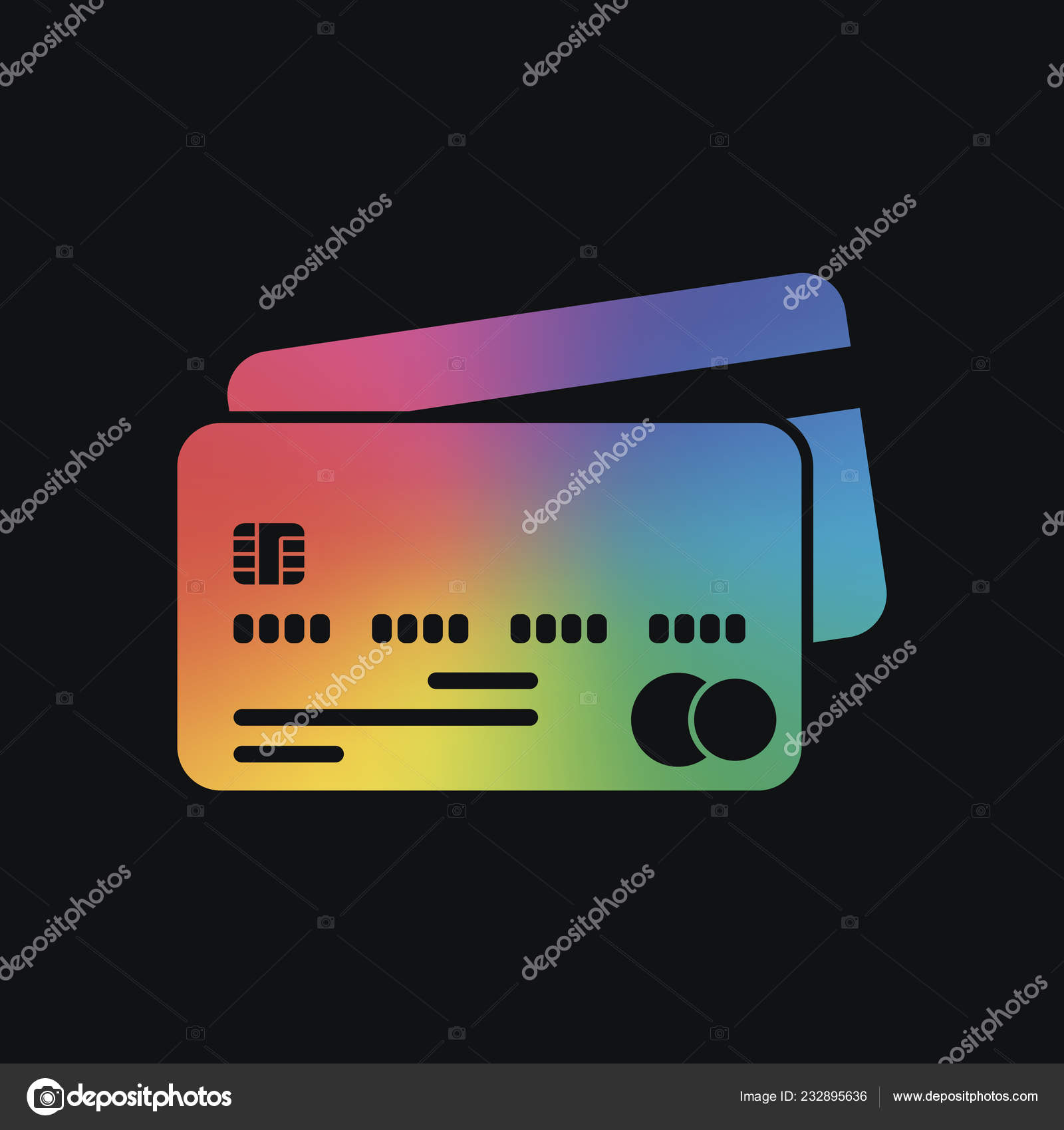 Credit Card Icon Rainbow Color Dark Background Stock Vector by ©fokas ...