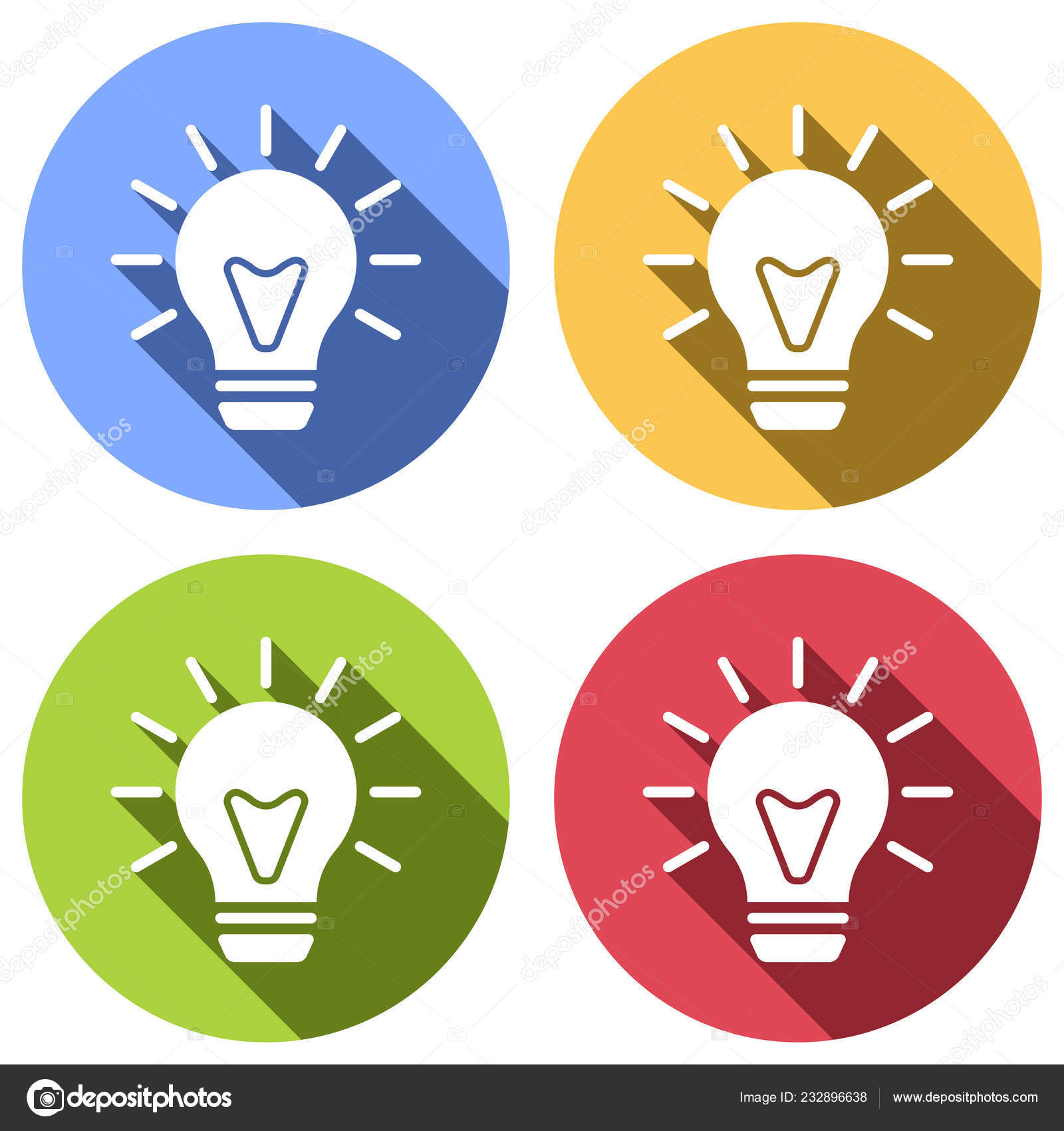 Old Bulb Light Simple Single Icon Set White Icons Long Stock Vector ...