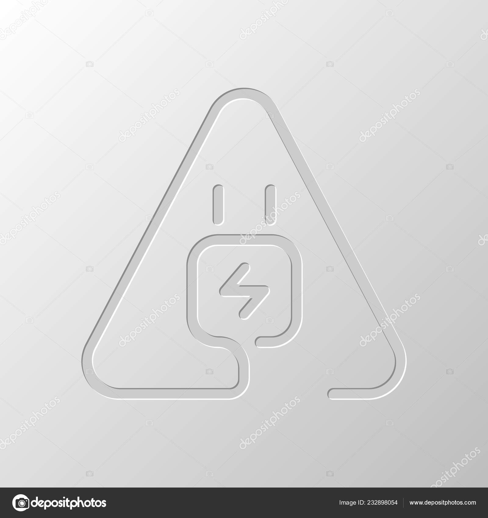 Electric Power Plug Warning Triangle Simple Linear Icon Thin Outline ...