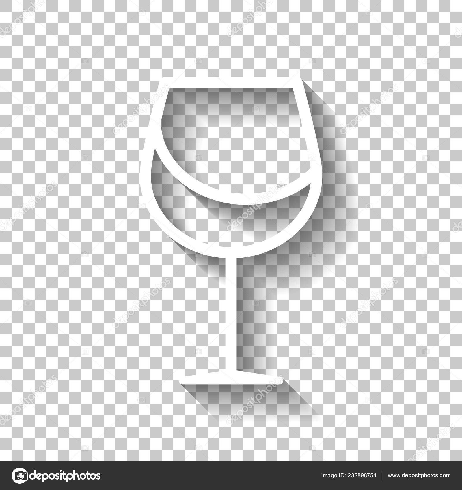 Copa Vino Esquema Lineal Delgado Icono Blanco Con Sombra Sobre Vector ...