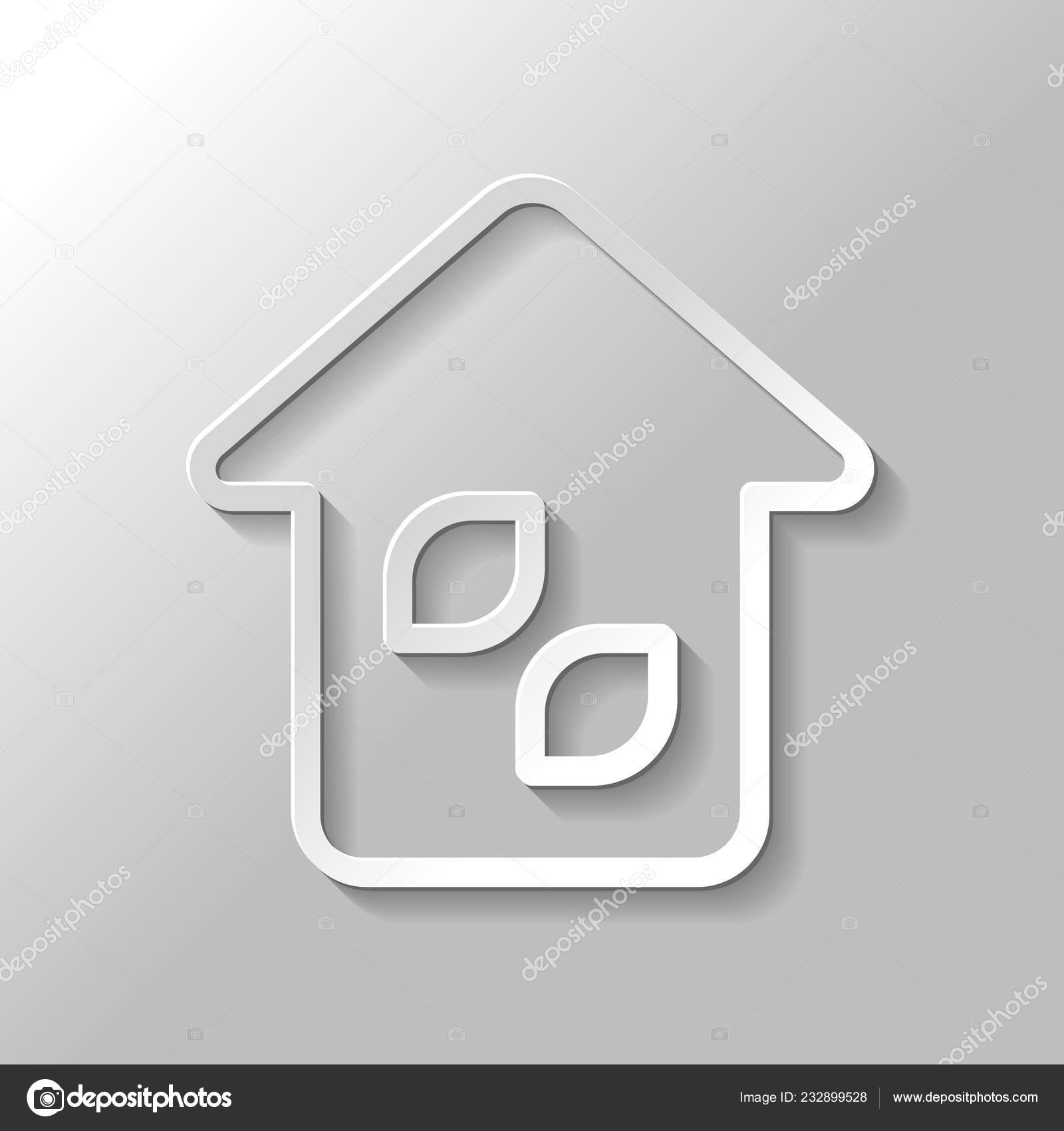 Simple House Icon Linear Icon Thin Outline Paper Style Shadow Stock ...