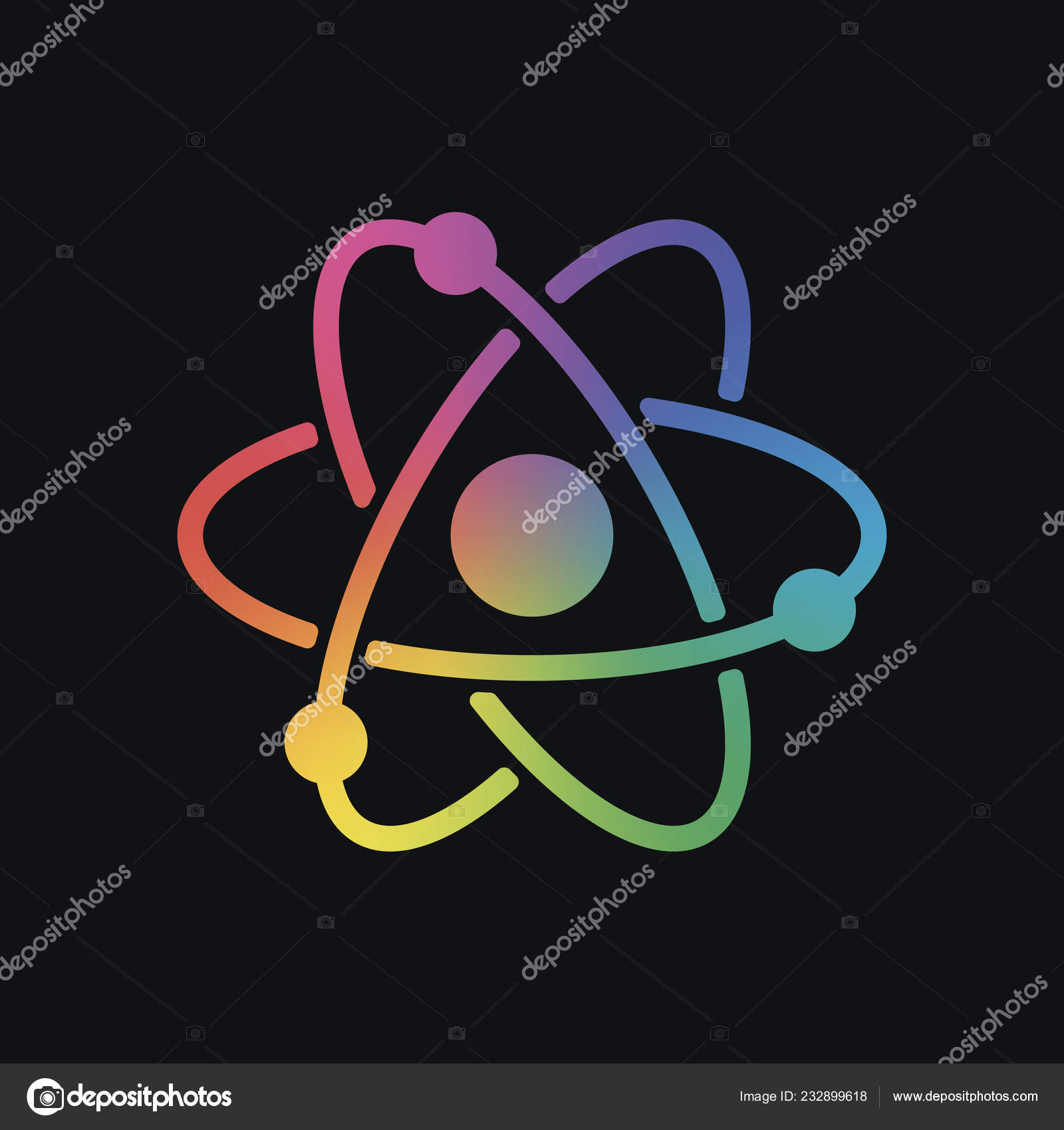 Scientific Atom Symbol Simple Icon Rainbow Color Dark Background Stock ...