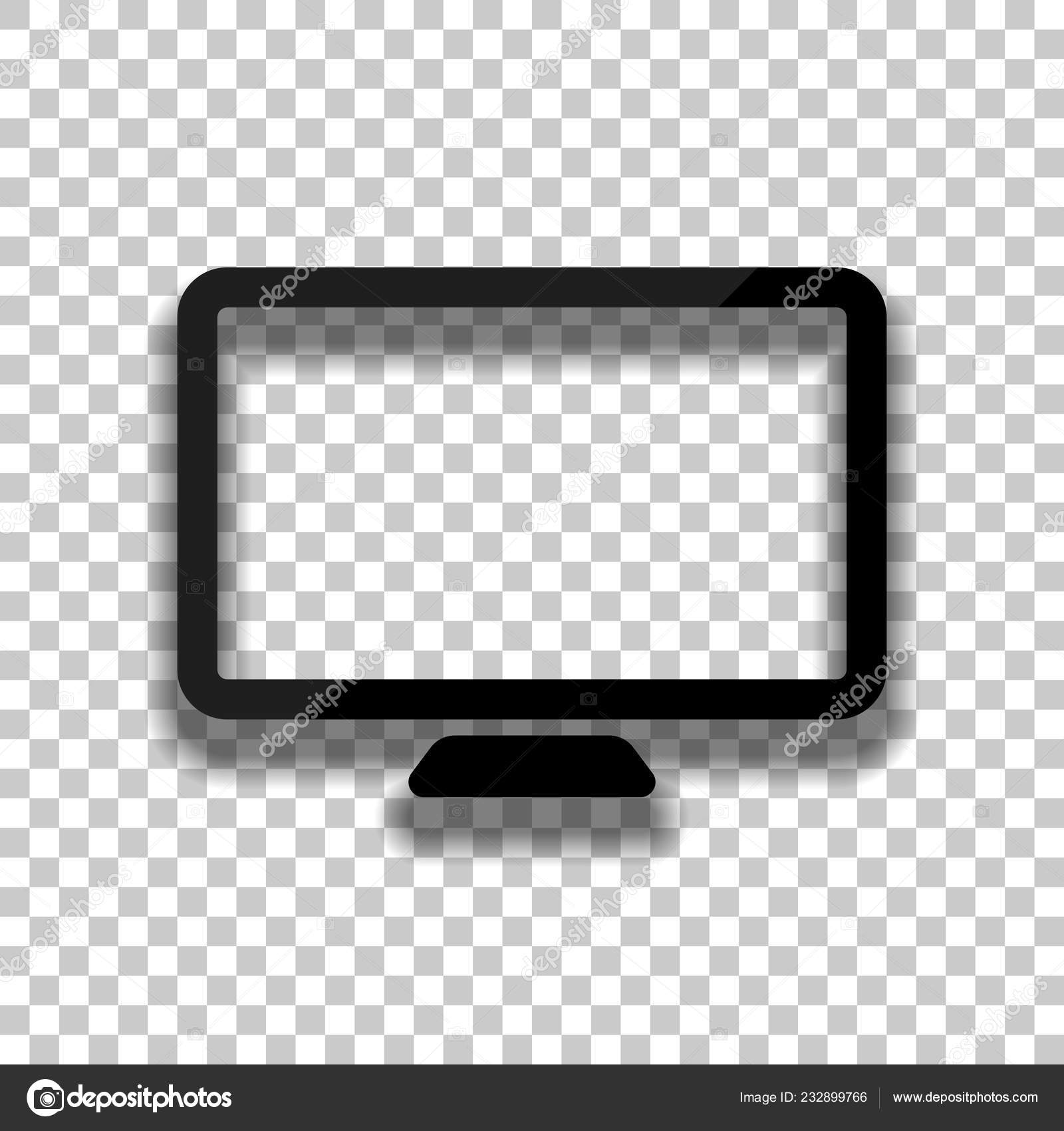 Computer Monitor Modern Simple Icon Black Glass Icon Soft Shadow Stock ...