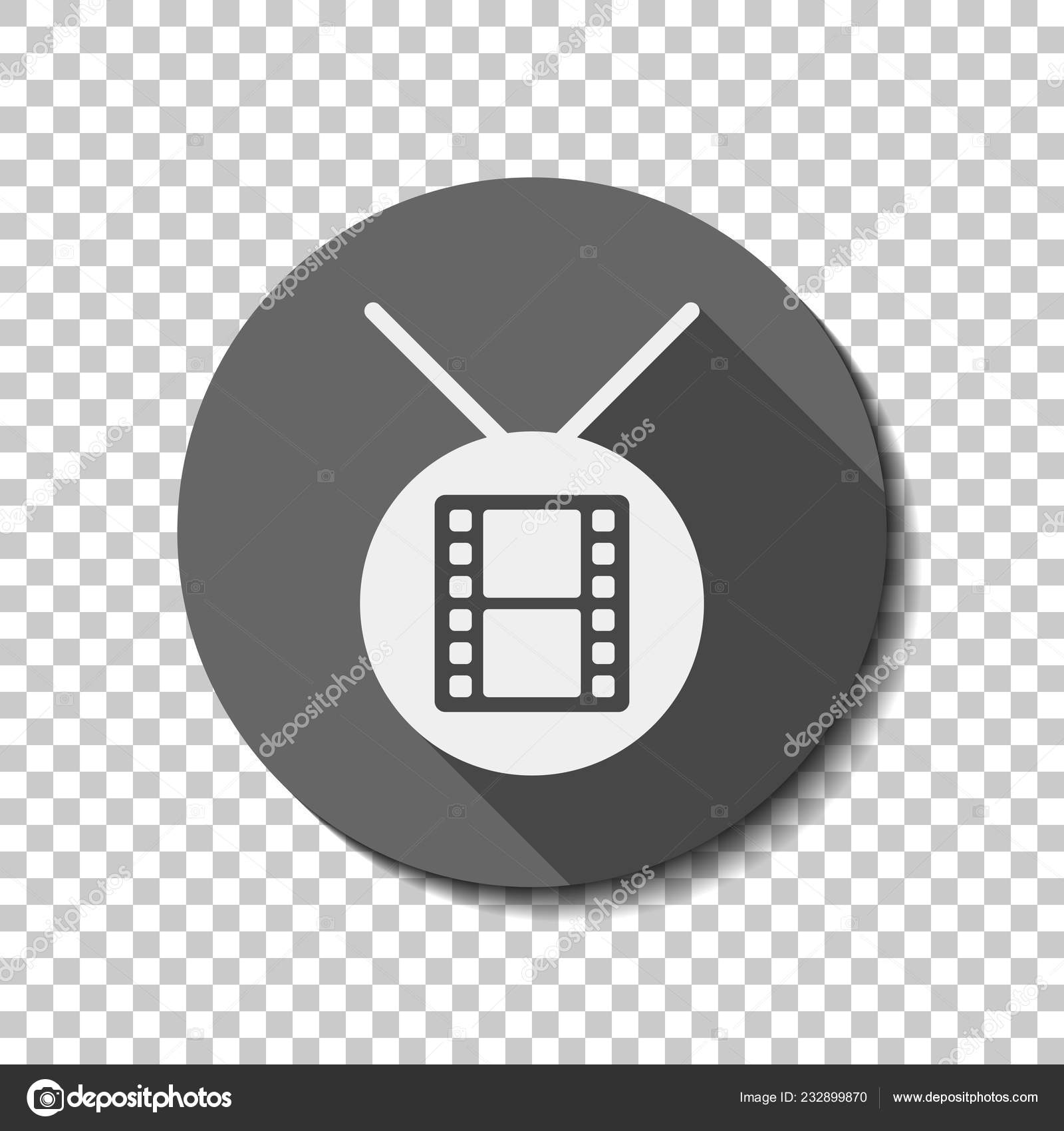 Circle Movie Strip Icon White Flat Icon Long Shadow Circle Stock Vector ...