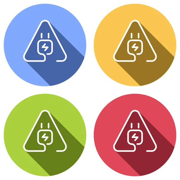 Electric Power Plug Warning Triangle Simple Linear Icon Thin Outline ...