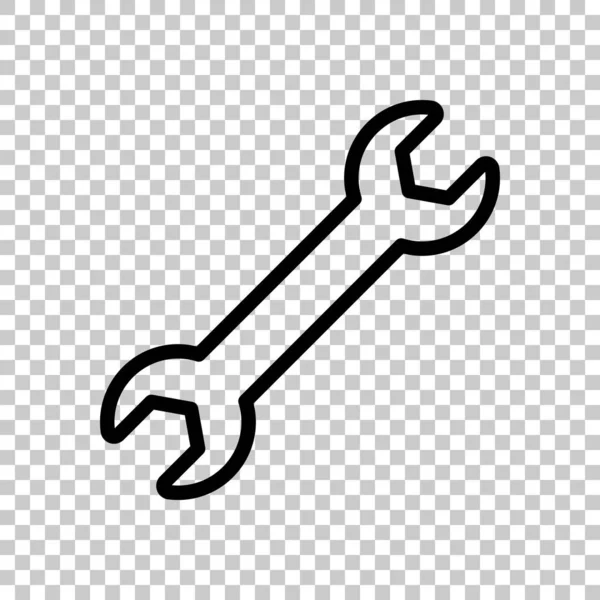 Wrench Linear Thin Outline Black Icon Mirror Reflection White ...