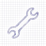 Simple Wrench Linear Thin Outline Hand Drawn Picture Paper Sheet Stock ...