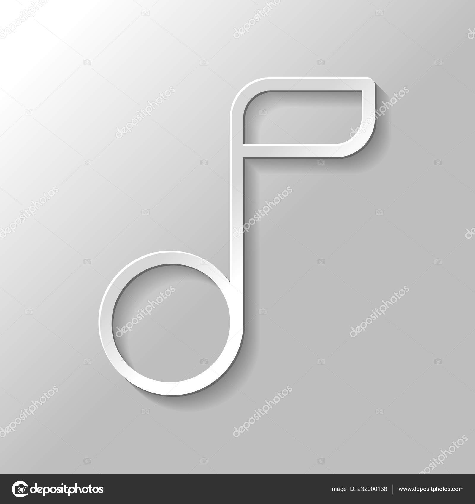 Simple Music Note Linear Icon Thin Outline Paper Style Shadow Stock ...