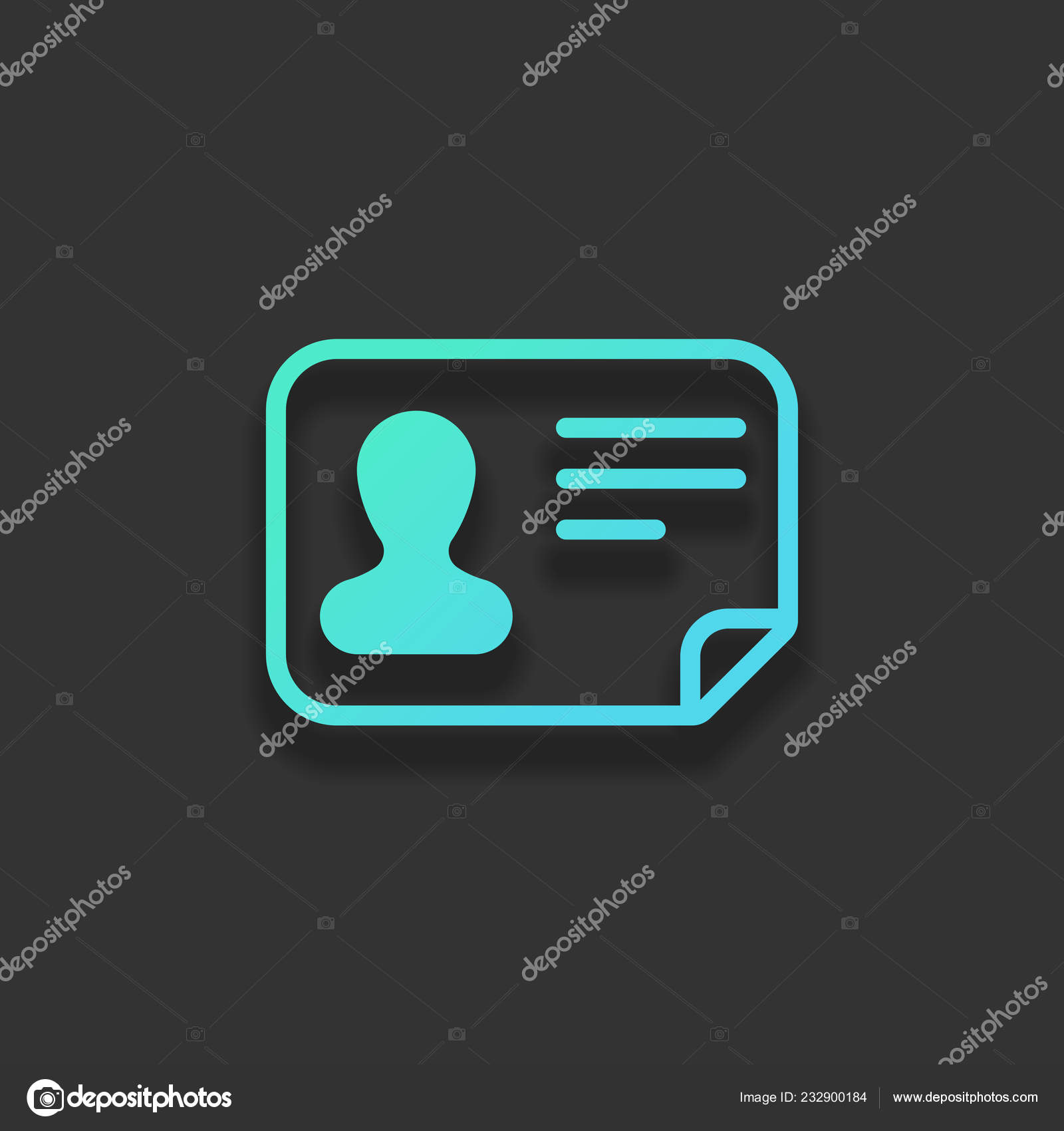 Identification Card Icon Profile Colorful Logo Concept Soft Shadow Dark ...