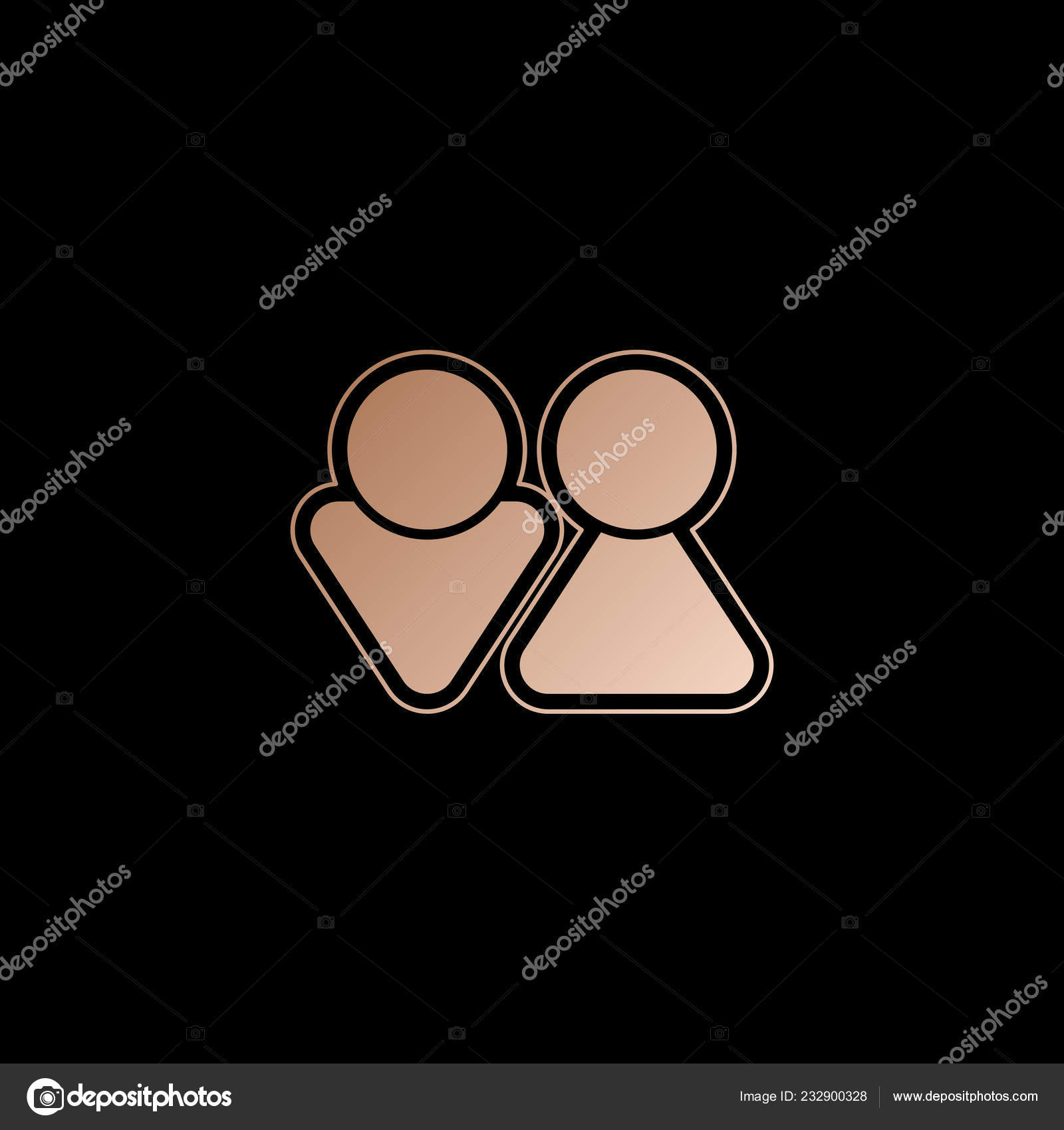 Set Male Female Symbols Simple Icon Red Gold Style Black Stock Vector