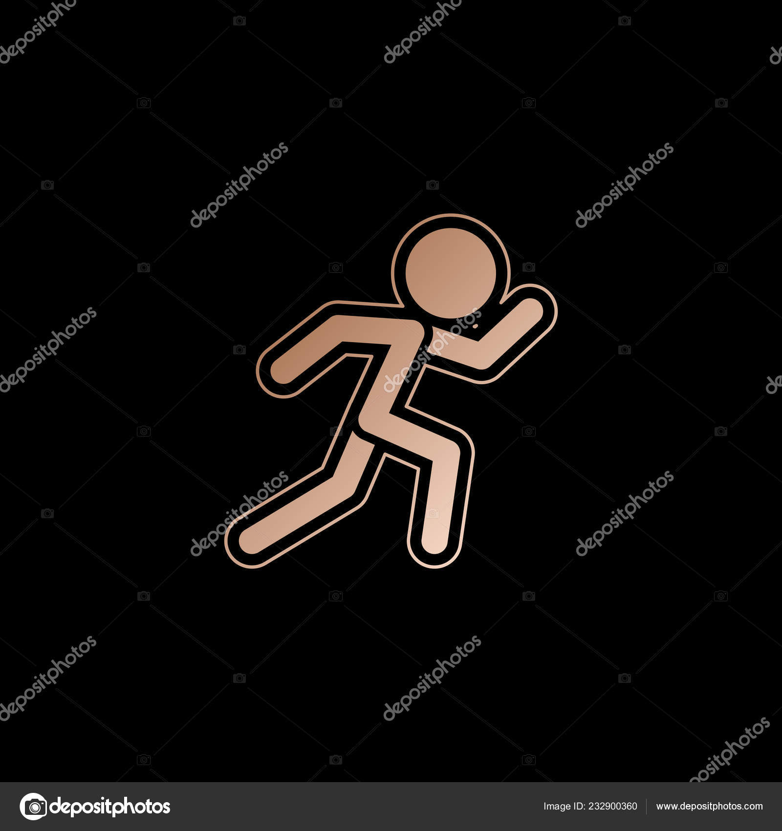 Running Man Simple Icon Red Gold Style Black Background Stock Vector ...