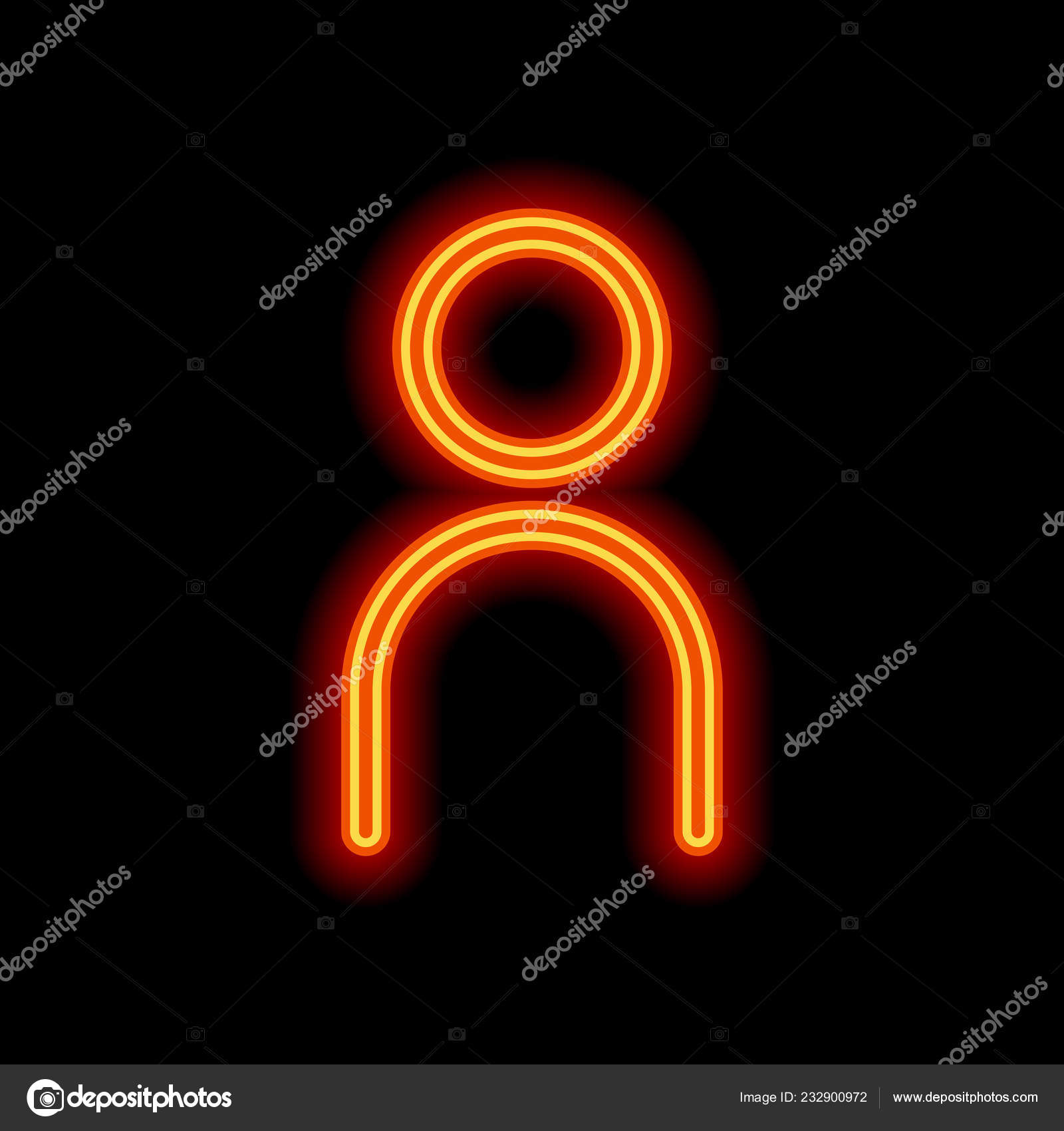 Simple Person Icon Linear Symbol Thin Outline Orange Neon Style Stock ...