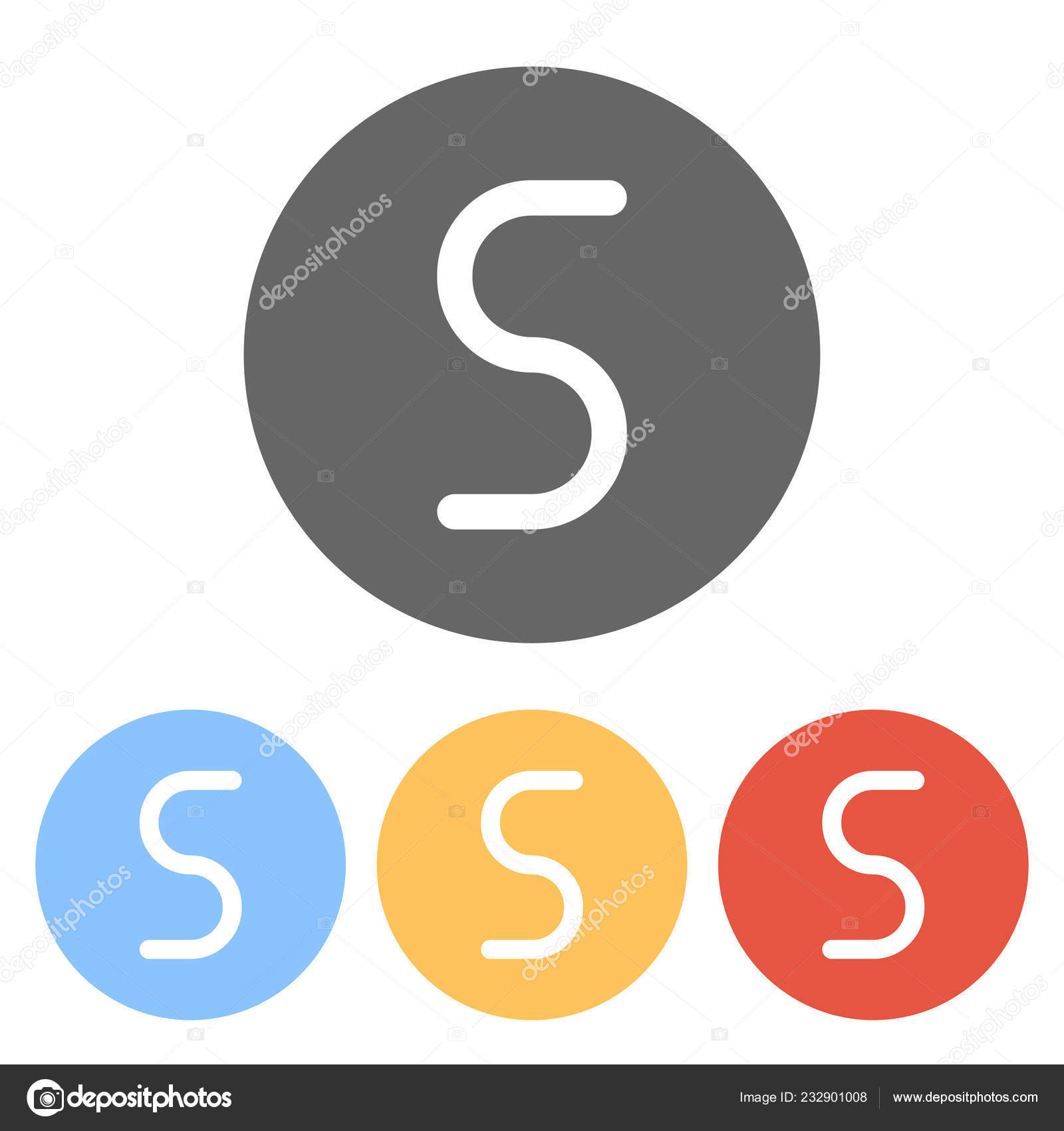 Number Five Numeral Simple Letter Set White Icons Colored Circles Stock ...