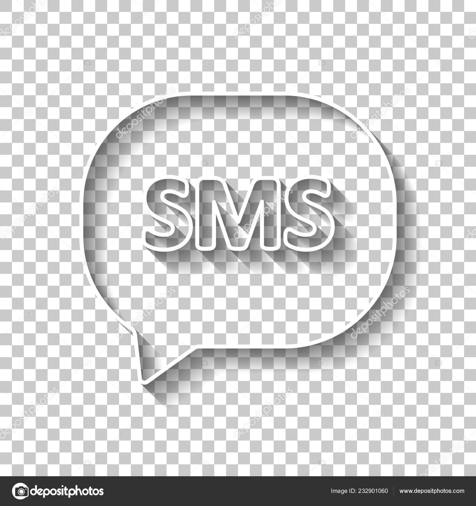 Ícone Sms Sinal Contorno Branco Com Sombra Fundo Transparente Vetor de ...