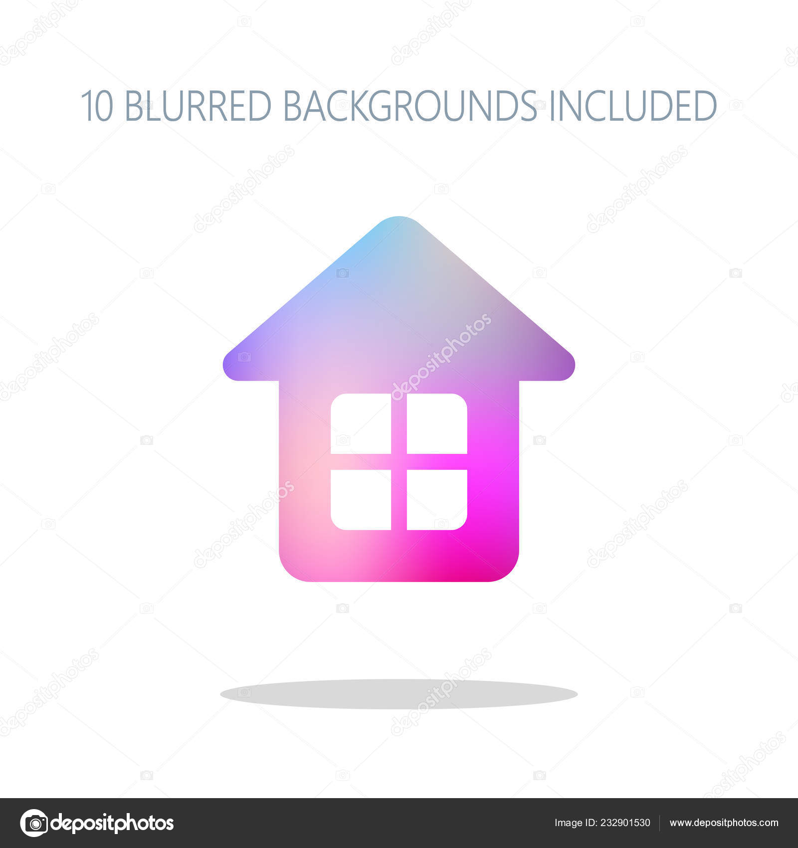 Simple House Icon Colorful Logo Concept Simple Shadow White Different ...