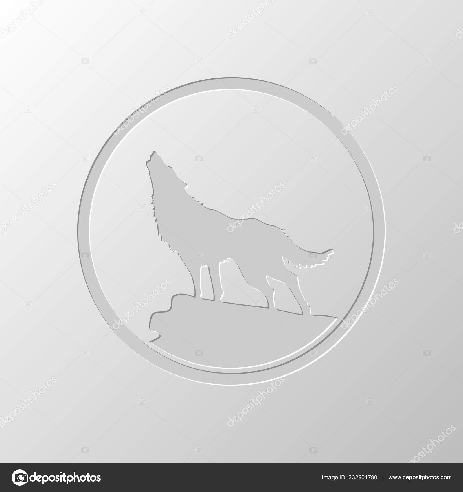 Wolf Simple Icon Paper Design Cutted Symbol Pitted Style Stock Vector ...