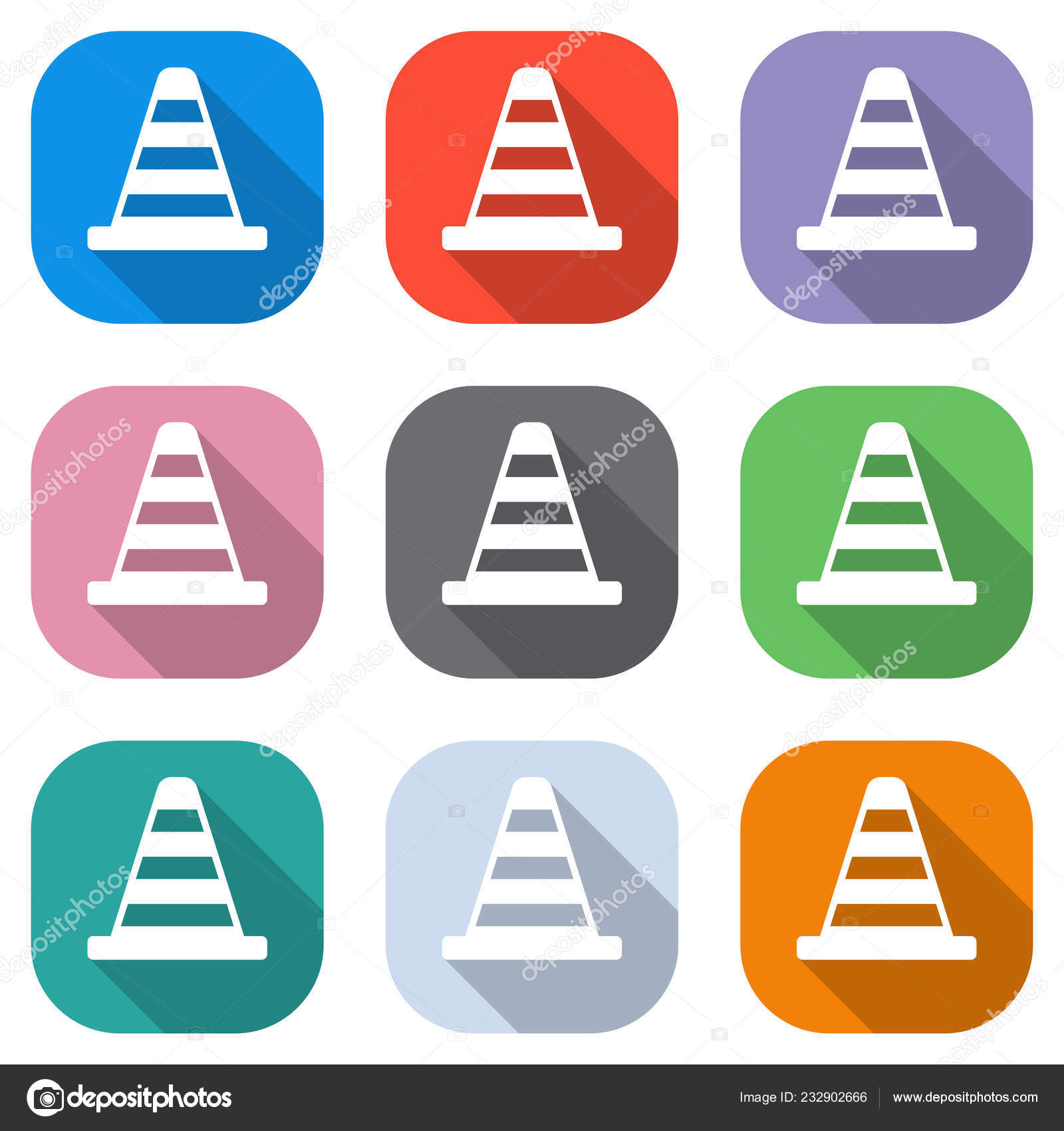 Cone Icon Set White Icons Colored Squares Applications Seamless Pattern ...