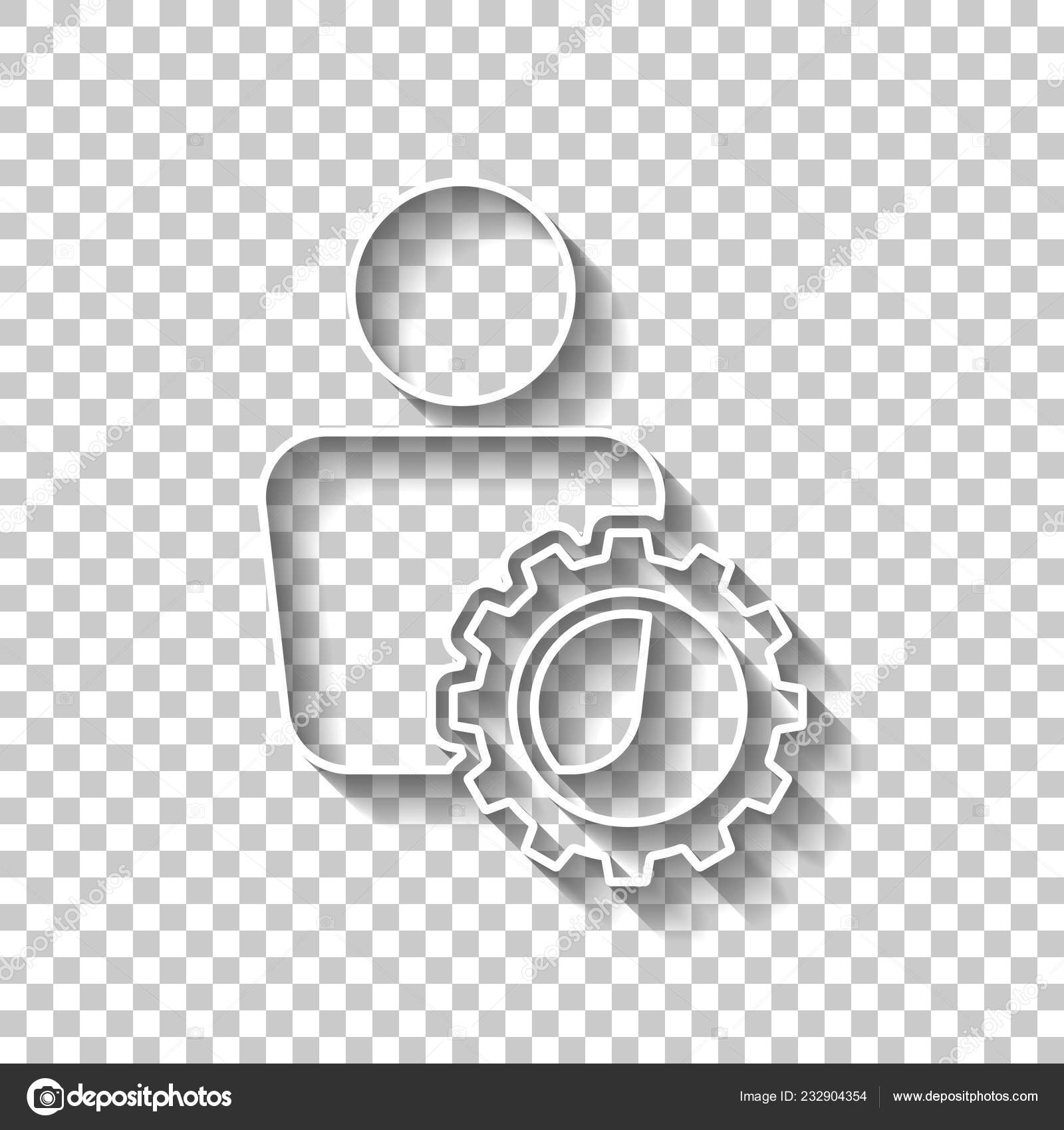Human Gear Icon White Outline Sign Shadow Transparent Background Stock ...