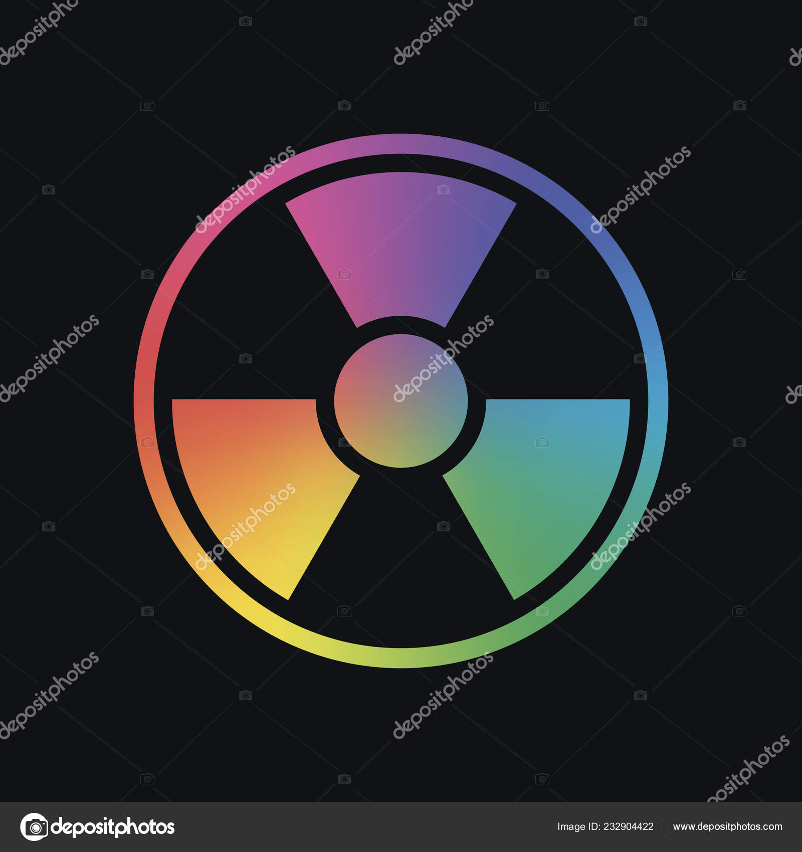 Hazard Radiation Simple Silhouette Rainbow Color Dark Background Stock ...