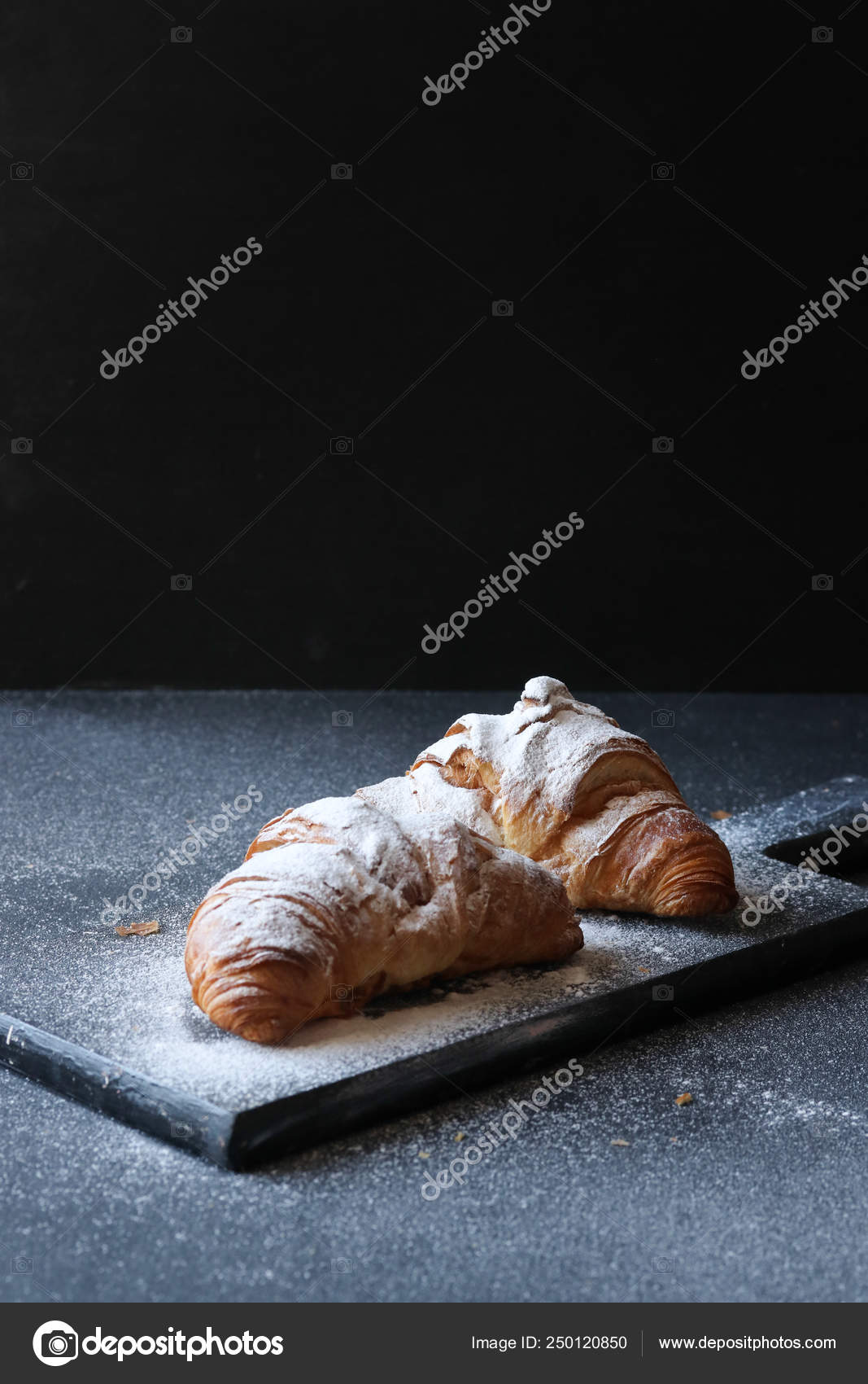 Croissant Black Background Stock Photo by ©Bernashafo 250120850