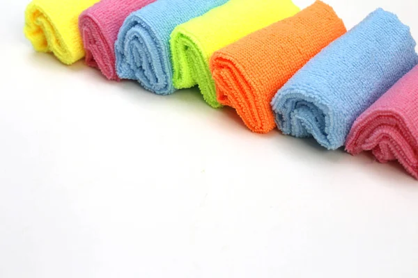 A set of multi-colored microfiber cloths for cleaning. Cleaning ...