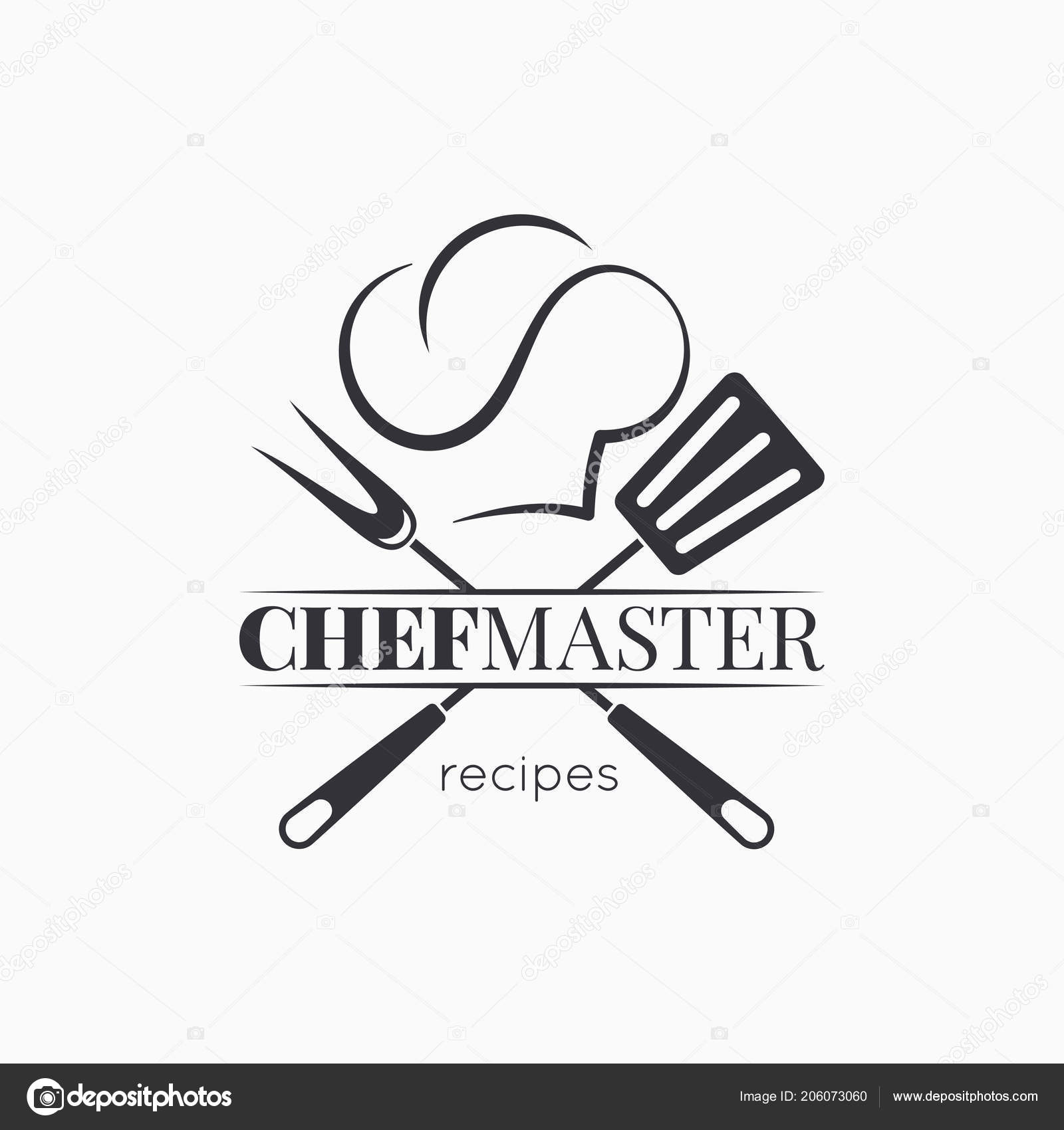 Chef master logo with chef hat on white background Stock Vector by ...