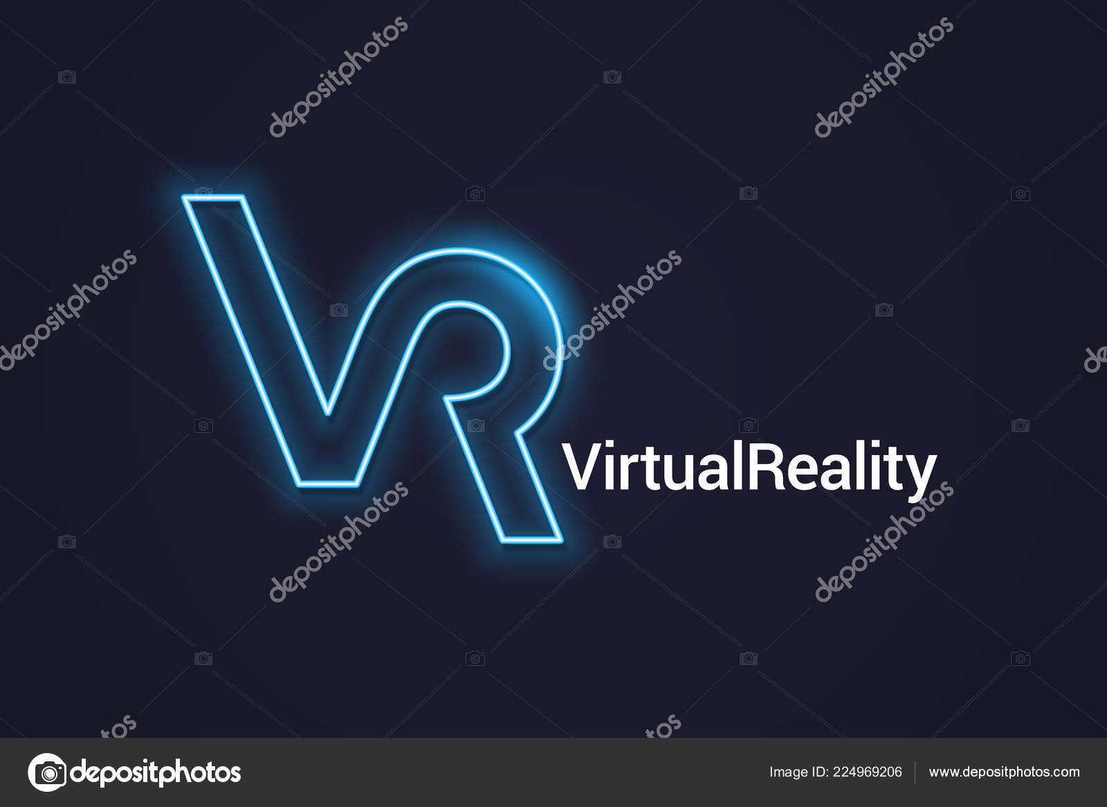 Logo de neón VR. Banner de neón de realidad virtual sobre fondo oscuro ...