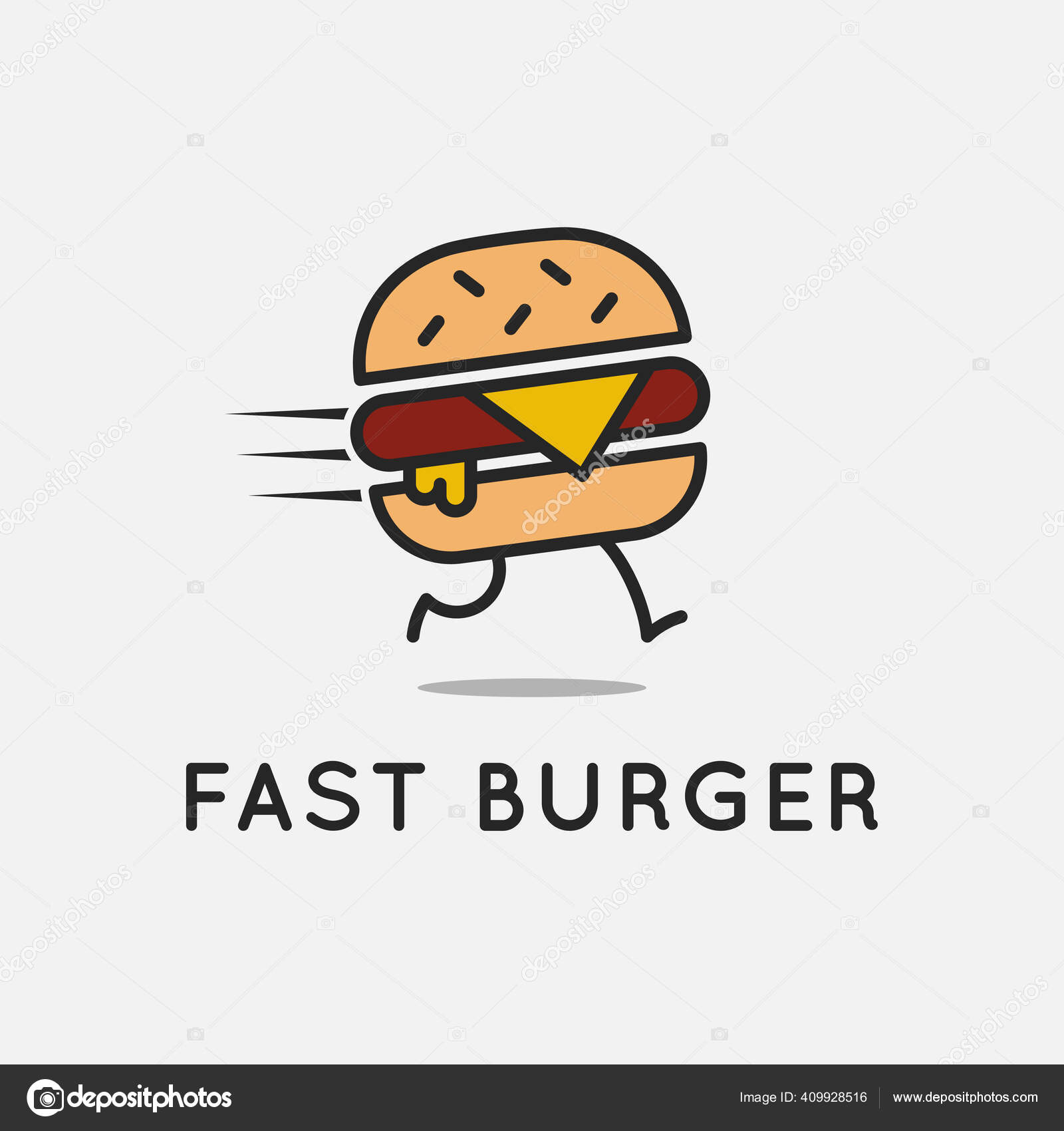 Fast burger logo. Running burger on background Stock Vector Image by ...