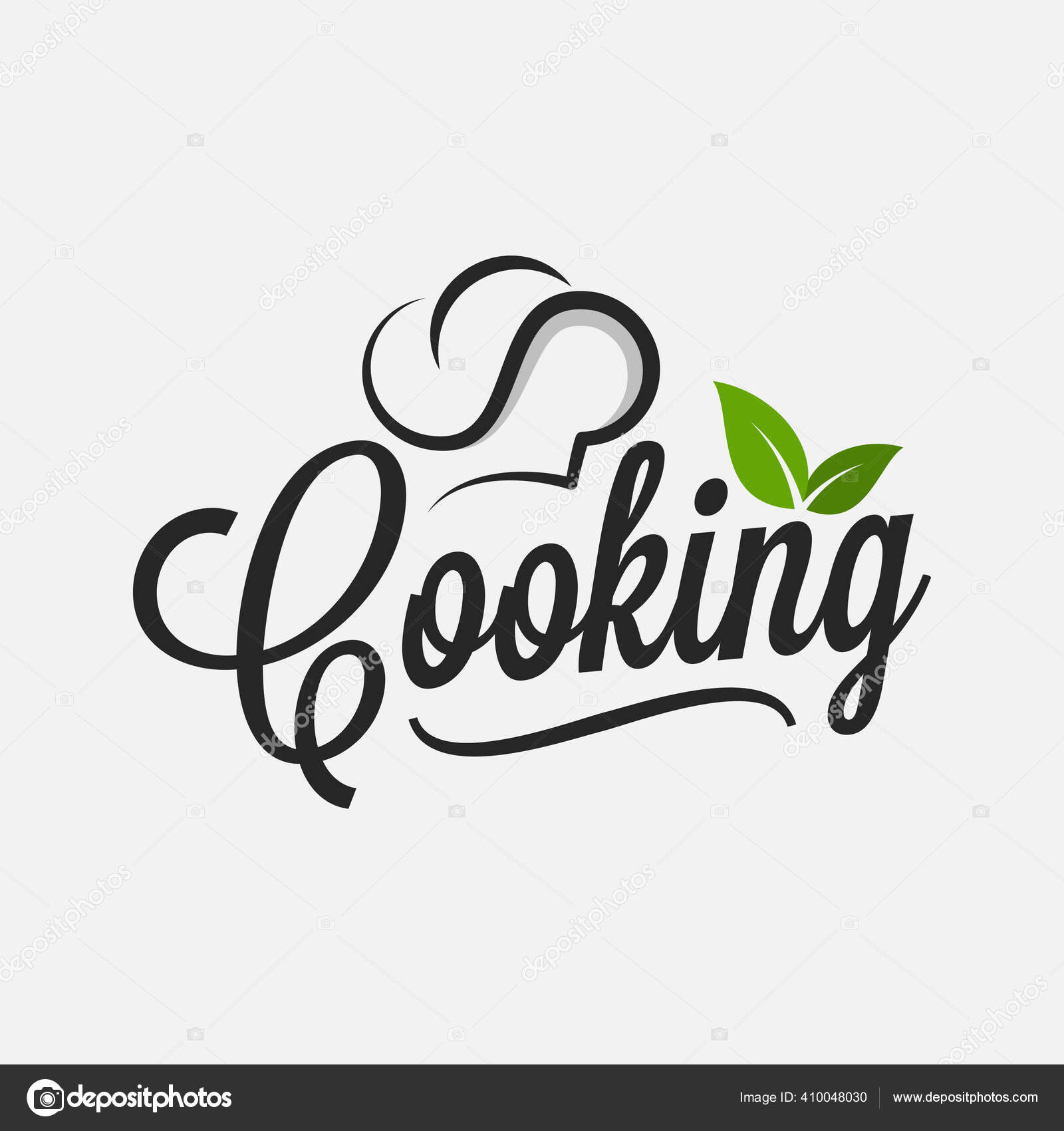 Cooking logo with chef hat and leafs background Stock Vector Image by ...