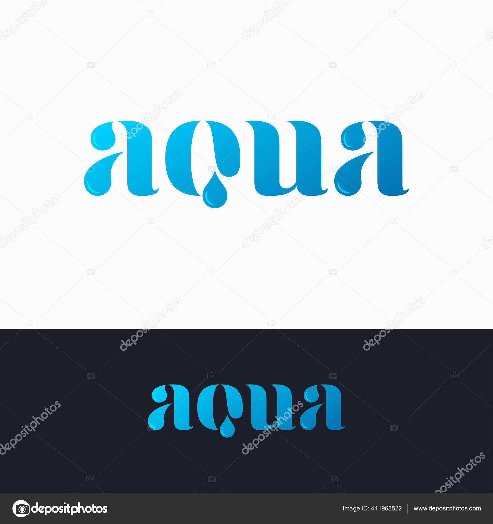 Aqua water logo on white and black background Stock Vector Image by ...