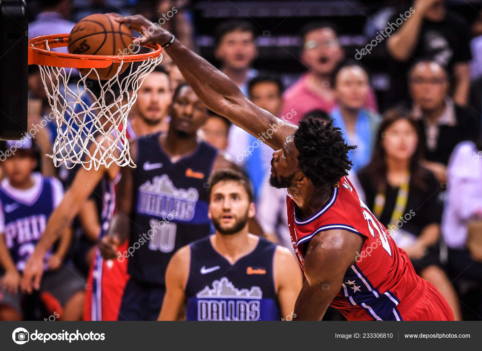 Joel Embiid Philadelphia 76Ers Dunks Dallas Mavericks Shenzhen Match ...