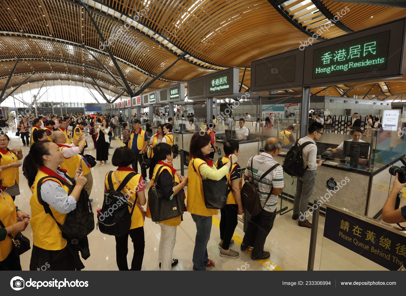 Passengers Queue Take Coach Kwoon Chung Bus World's Longest Cross ...