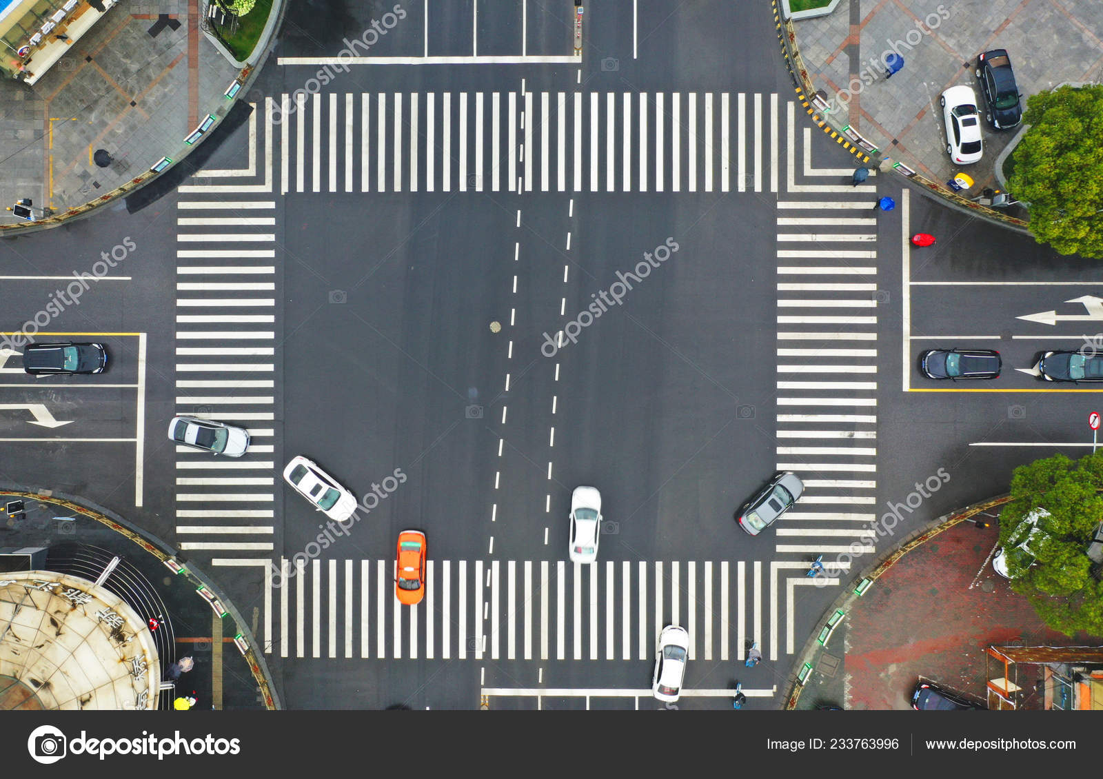 Aerial View Automatic Doors Installed Crosswalks Stop Jaywalkers ...