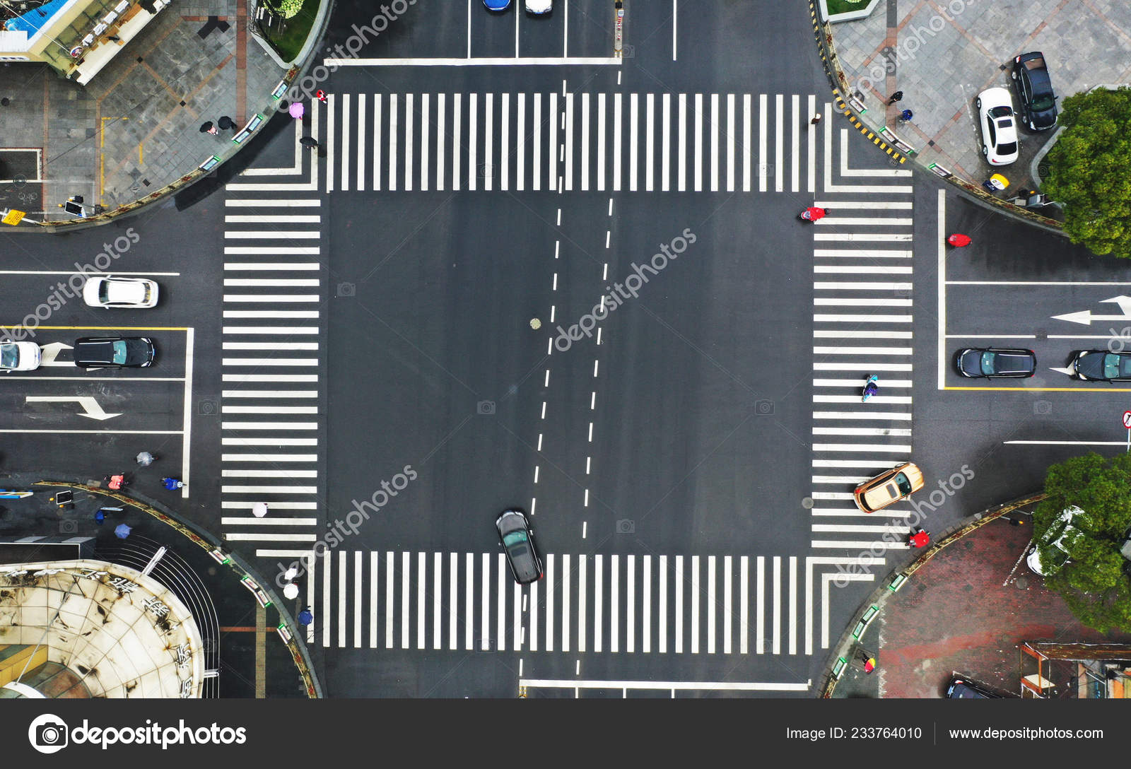 Aerial View Automatic Doors Installed Crosswalks Stop Jaywalkers ...
