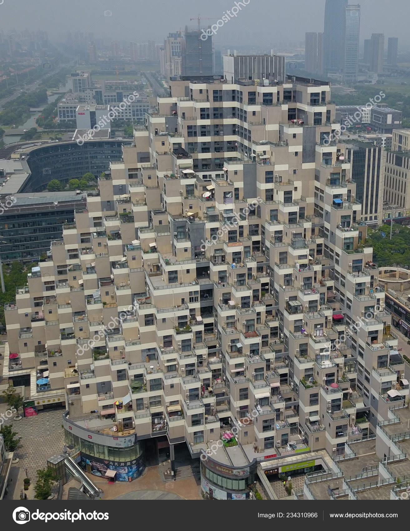 Aerial View Pyramid Complex Comprised Three Office Buildings Kunshan ...