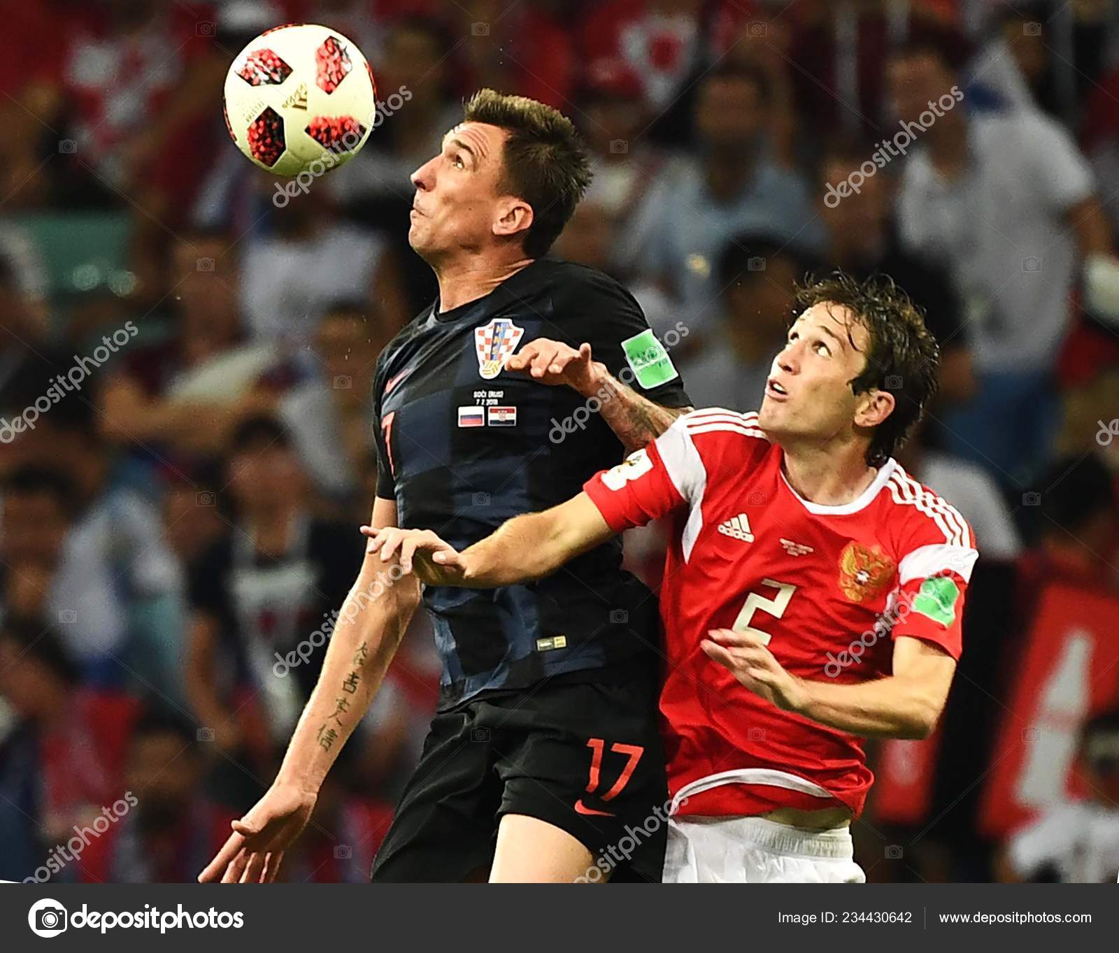 Mario Fernandes Russia Right Challenges Mario Mandzukic Croatia ...