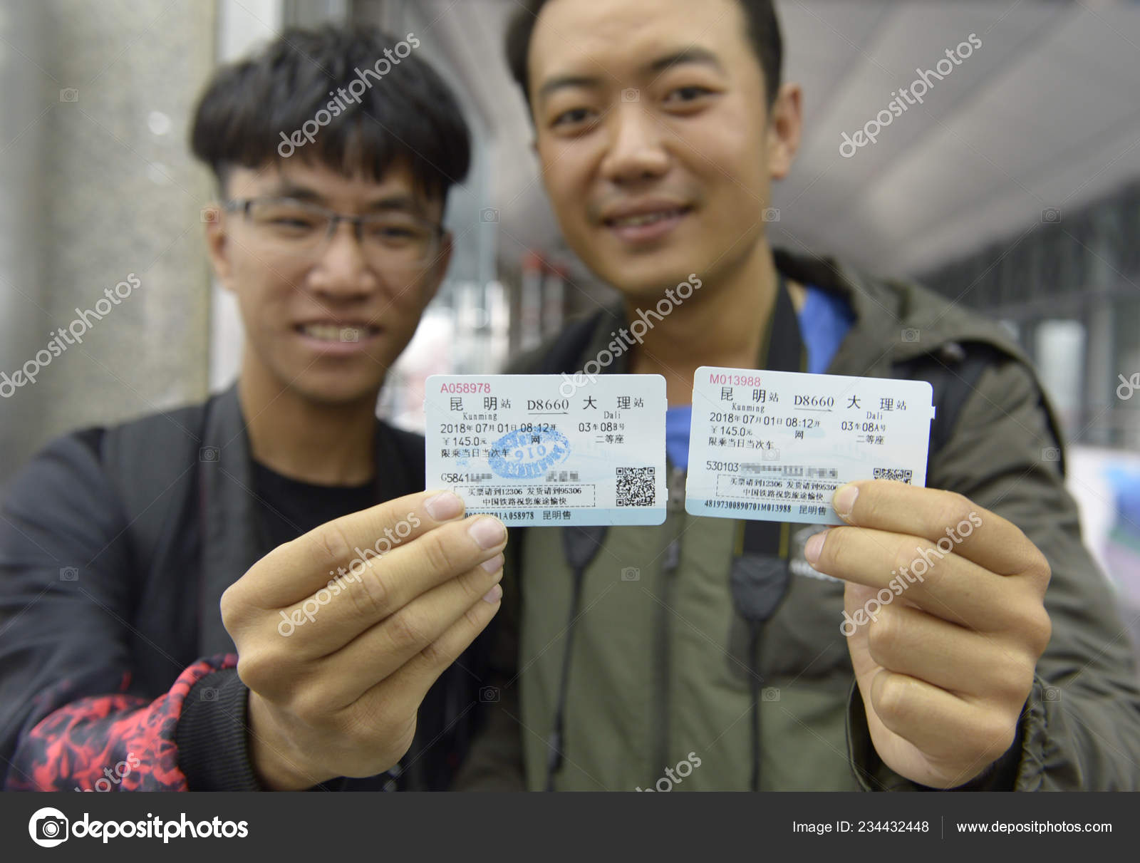 Passengers Show Tickets Boarding Train New Express Rail Line Linking ...