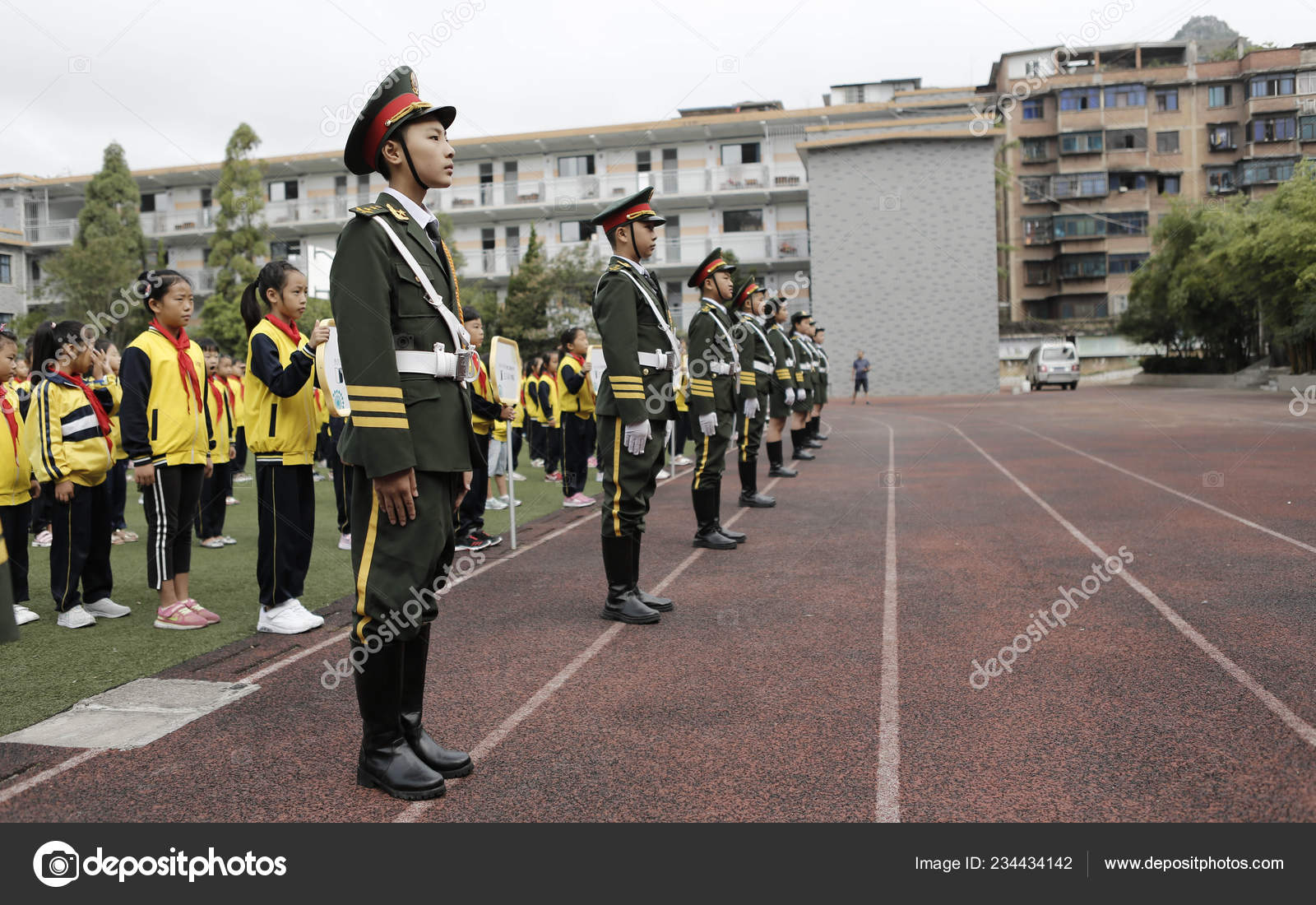 Students Attend Flag Raising Ceremony New Semester Primary School ...