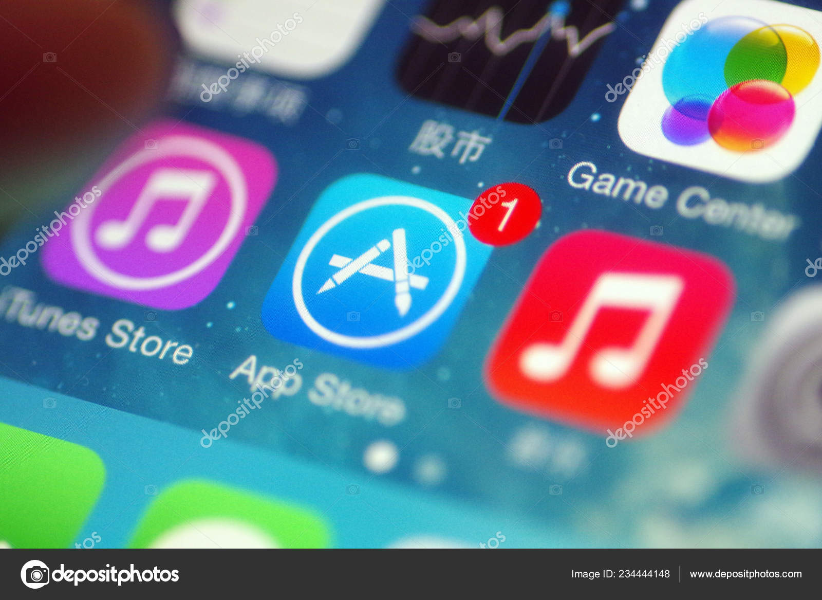 Chinese Mobile Phone User Shows Icons App Store Center Other — Stock ...