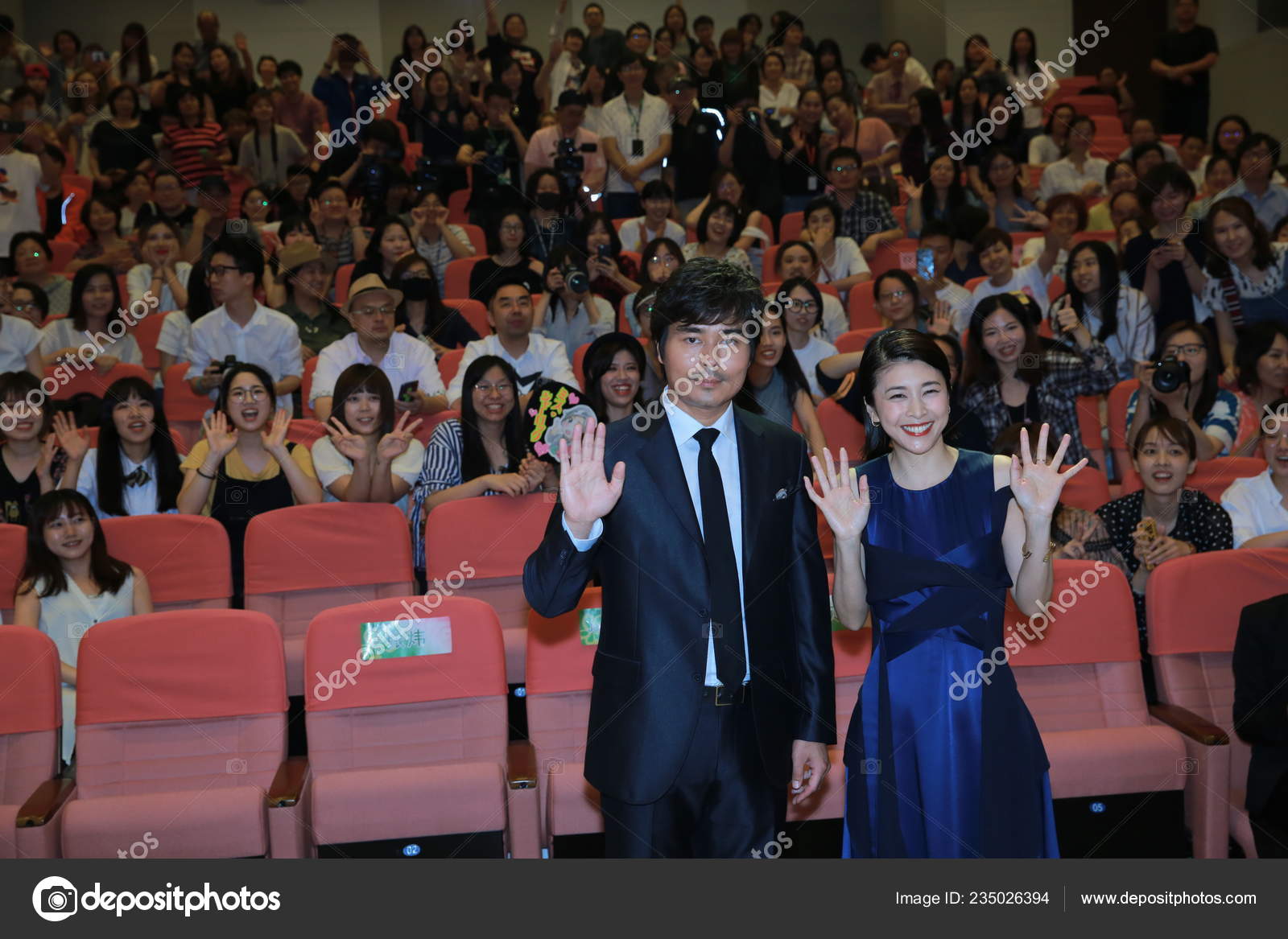 Japanese Actress Yuko Takeuchi Right Actor Yukiyoshi Ozawa Pose Photos ...